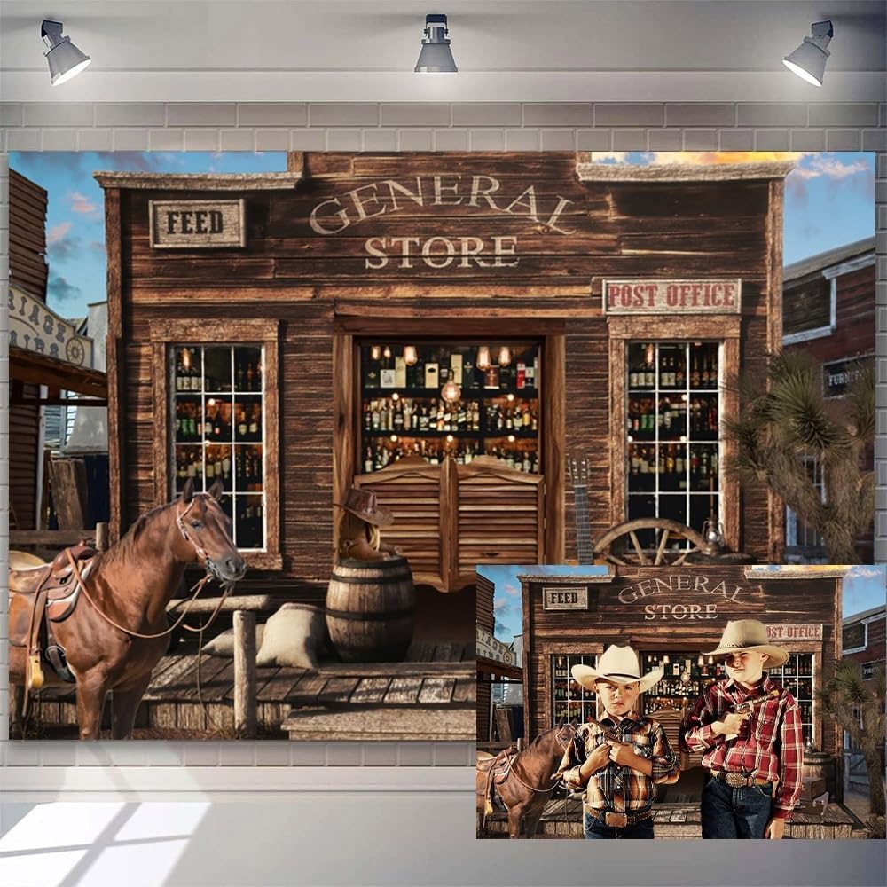 Amazon.com : 7x5ft Western Cowboy Backdrop Wild West Town Scenery ...