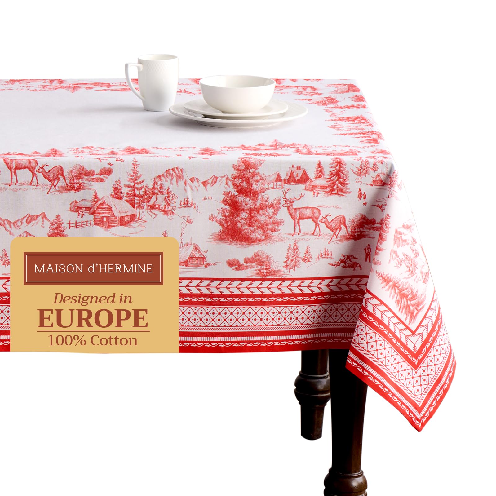 Amazon.com: Maison d' Hermine Tablecloth 100% Cotton Table Cover ...