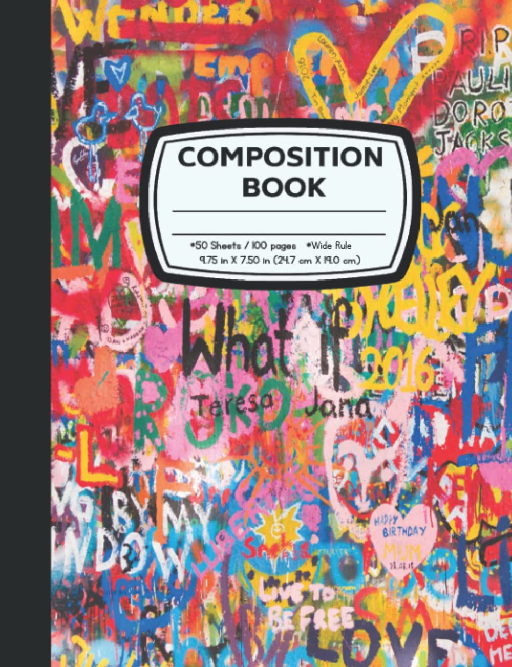 What If Graffiti Composition Book: Colorful Wide Rule Writing Notebook ...