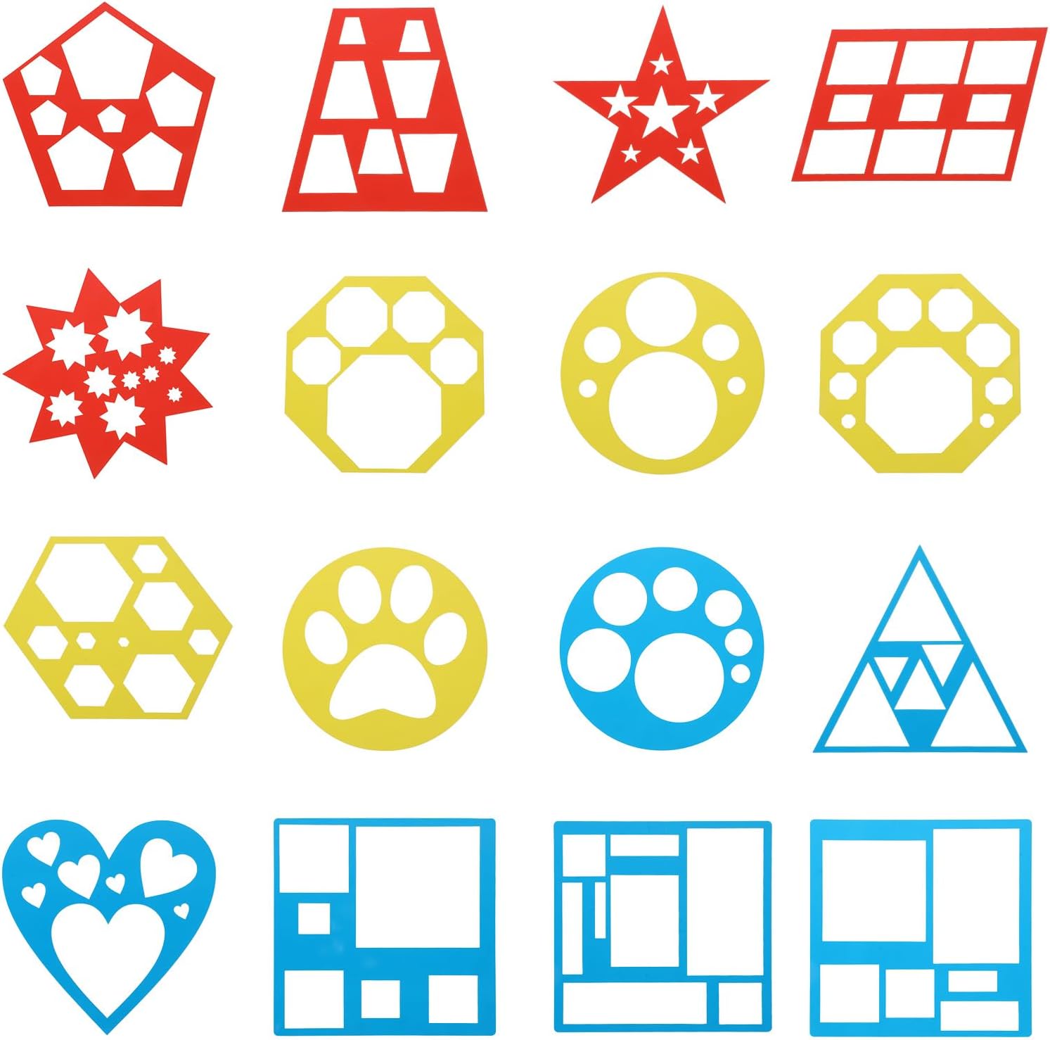 Amazon.com: 16 Pcs Geometric Stencils Template Set, Colorful Shape ...
