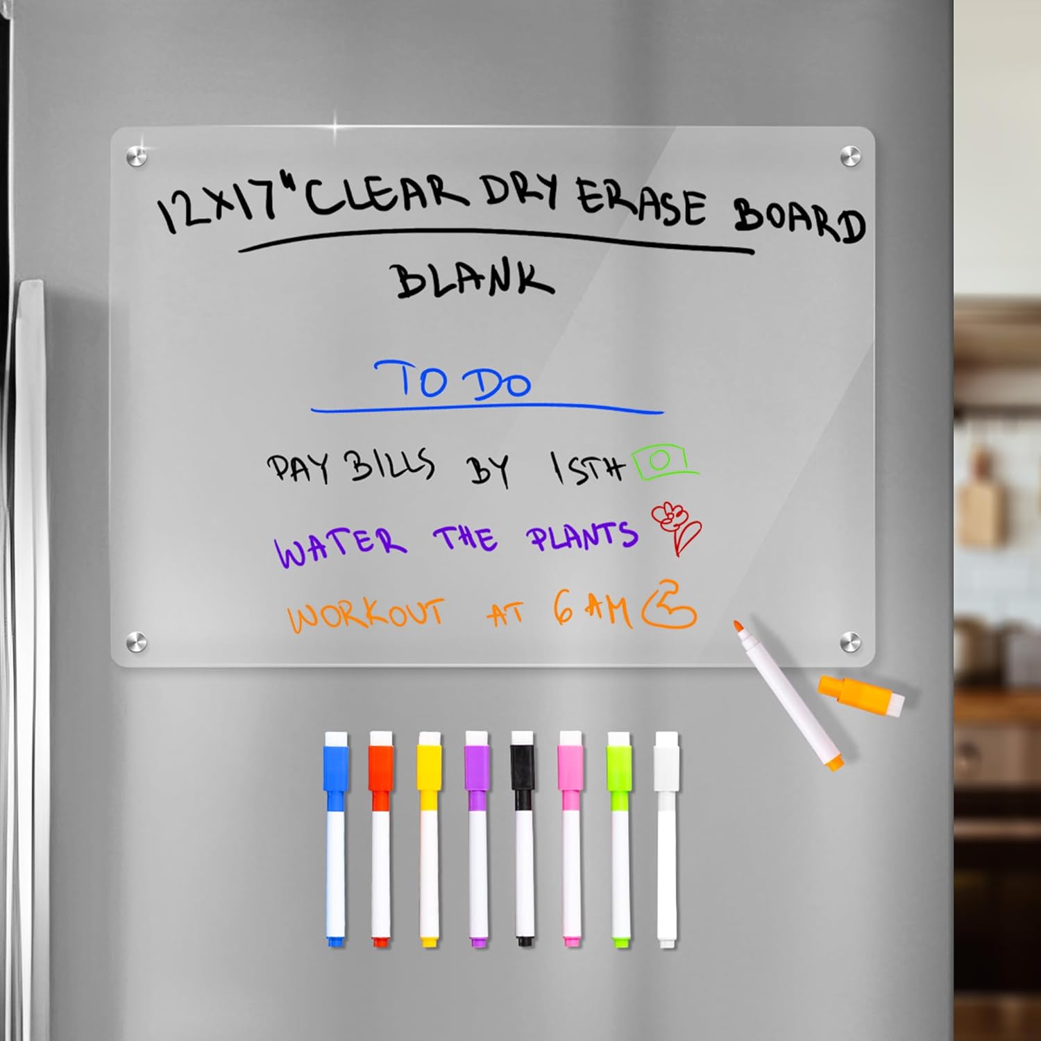 Amazon.com : Clear Acrylic Dry Erase Board for Fridge - 12x17 inch ...