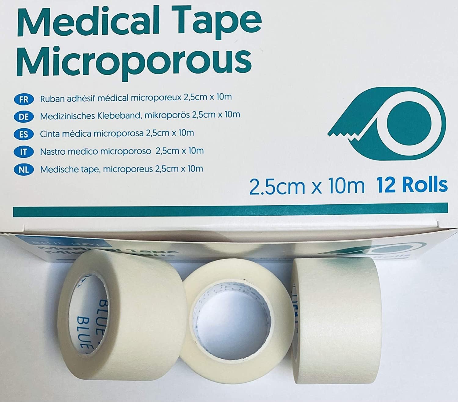 Box of 12 Rolls 2.5cm x 10m MICROPOROUS Surgical Tape Medical Tape ...