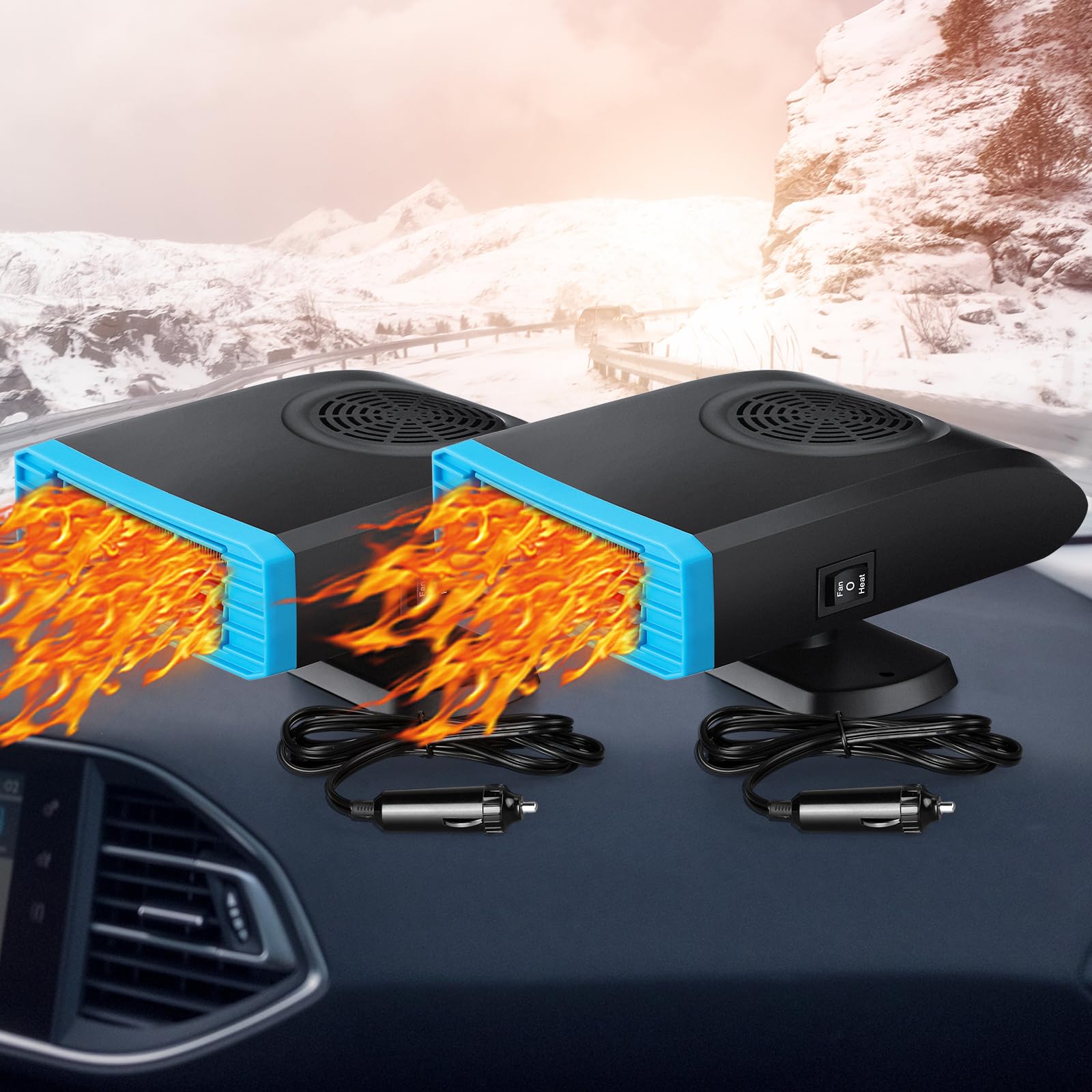 Amazon.com: Tujoe 2 Pcs Portable Car Heater Defroster 2 in 1 Fast ...