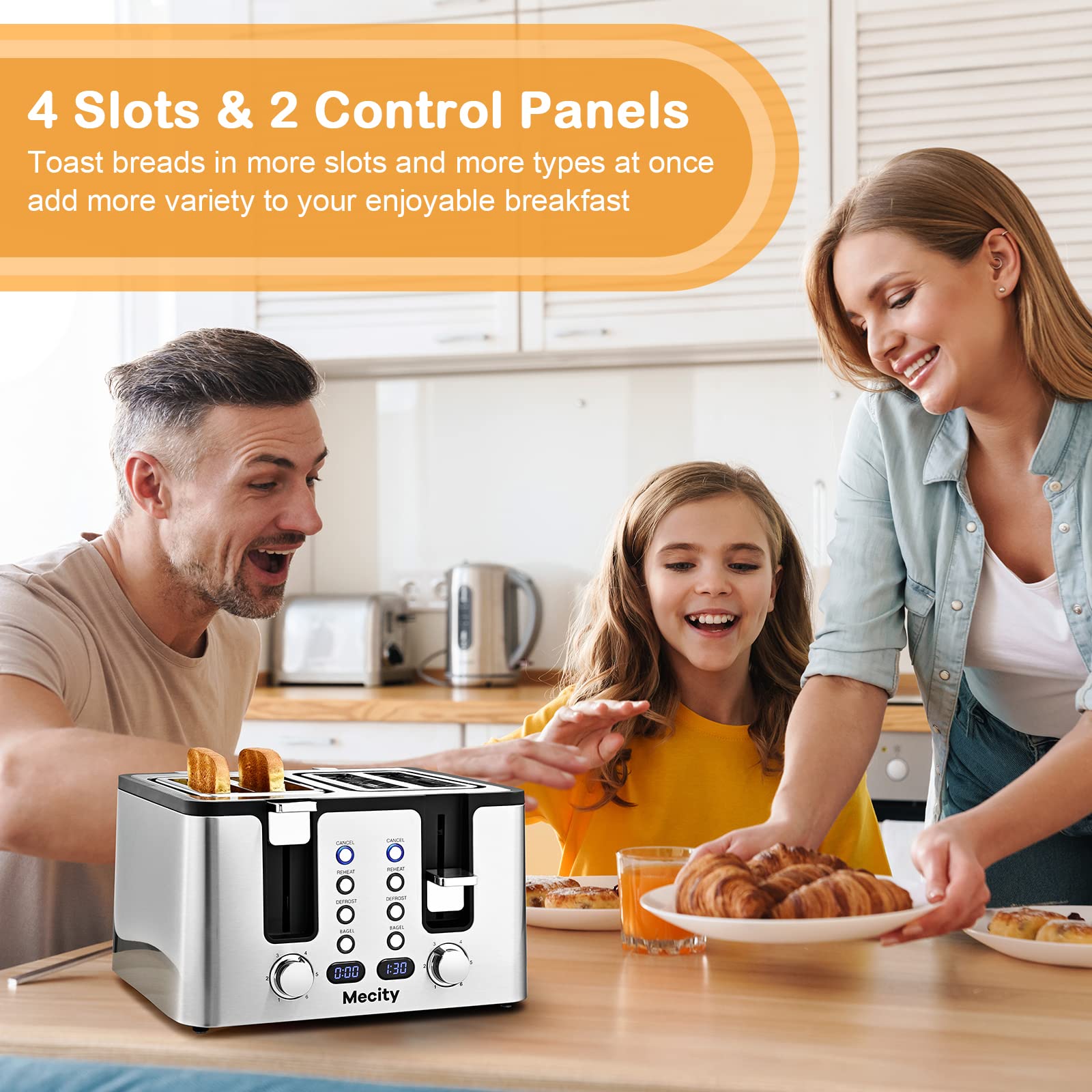 Snapklik.com : Mecity 4 Slot Stainless Steel Toaster - 4 Slice