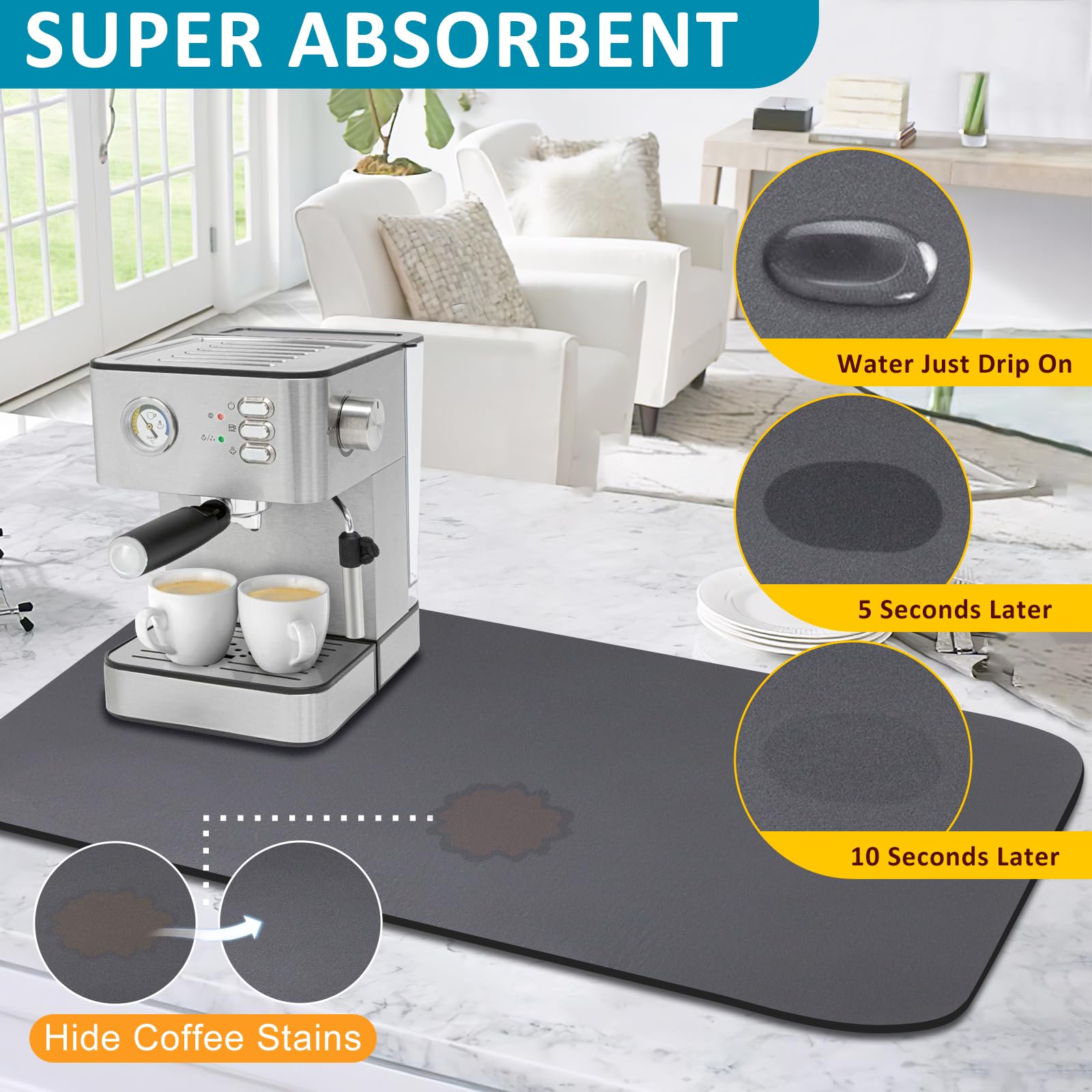 Snapklik.com : Coffee Mat, Dish Drying Mats For Kitchen Counter, Super ...