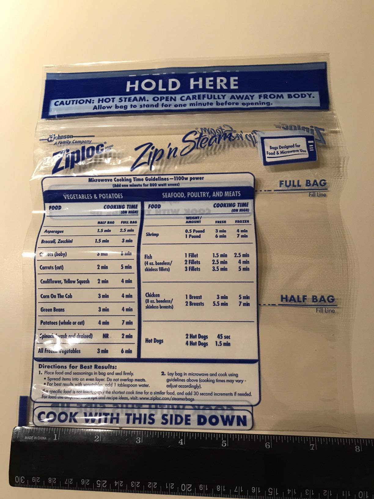 Amazon.com: Ziploc Zip 'n Steam Food Storage Bags for Meal Prep ...