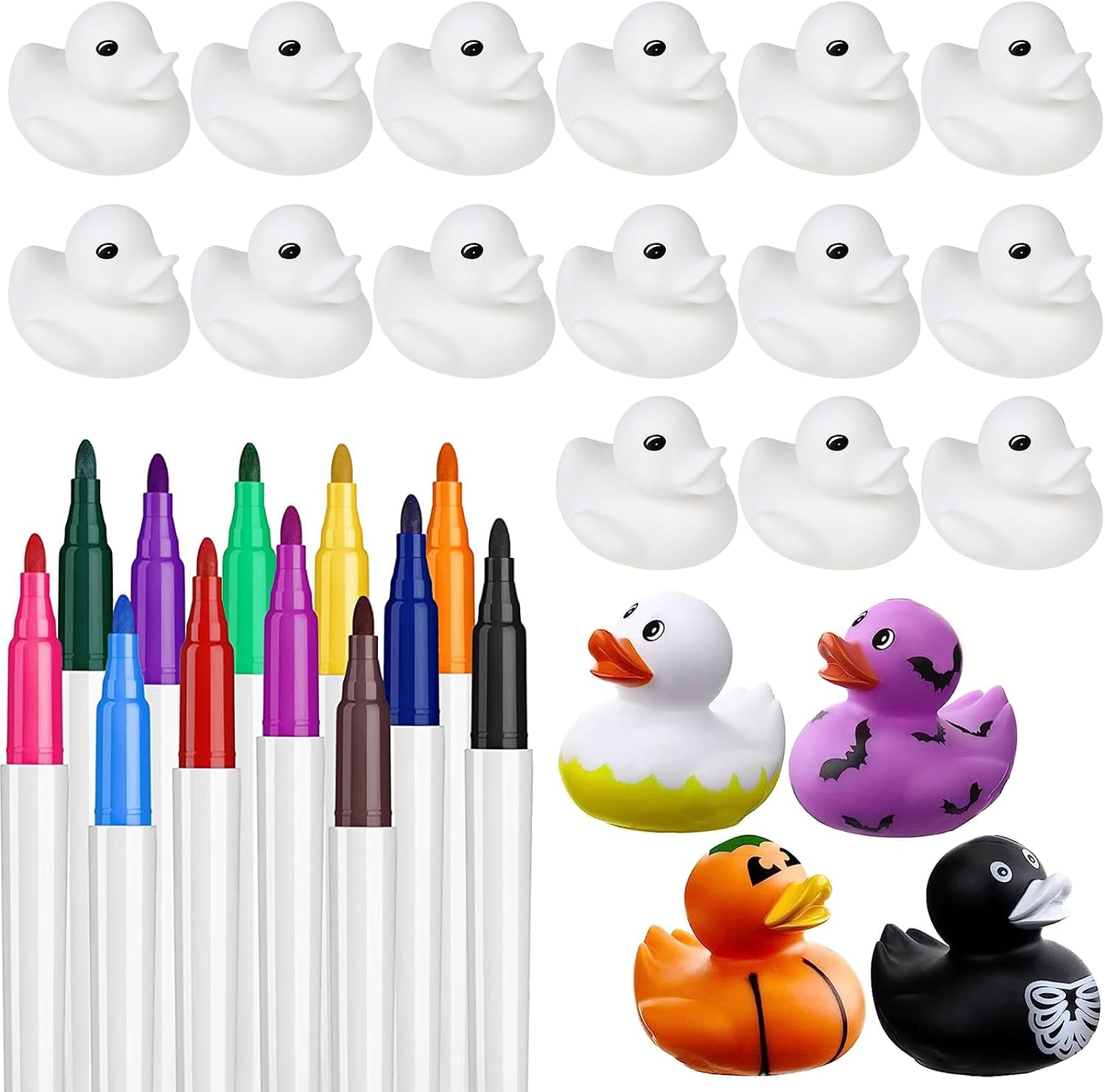 Amazon.com: White Blank Rubber Ducks DIY, Float Bath Toy Squeaky ...