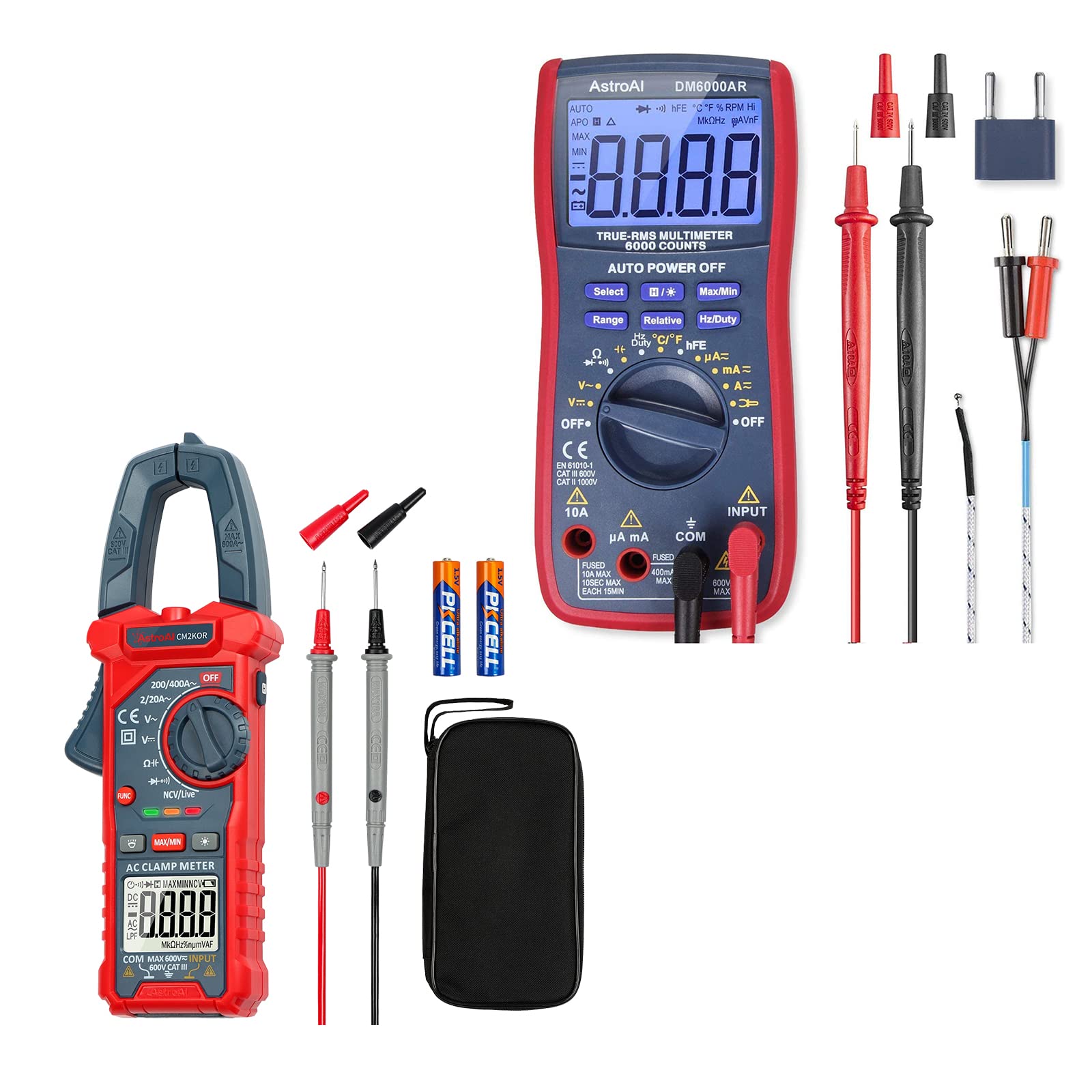 AstroAI Digital Clamp Meter Multimeter 2000 Counts + AstroAI TRMS 6000 ...