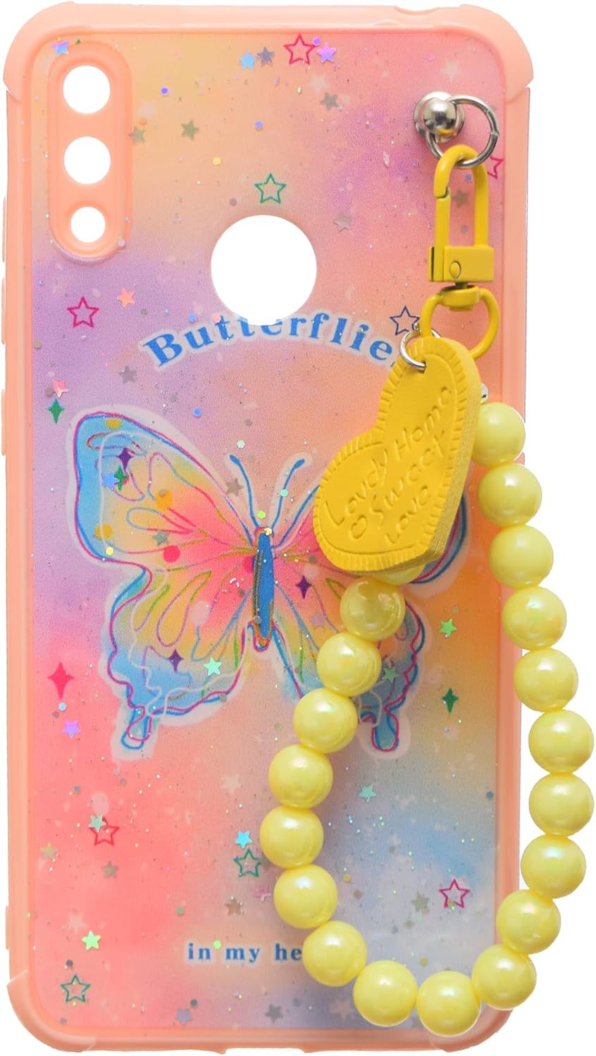 جراب ضهر بتصميم فراشات وماسك من البولي بروبيلين لهاتف هواوي Y7 2019 ...