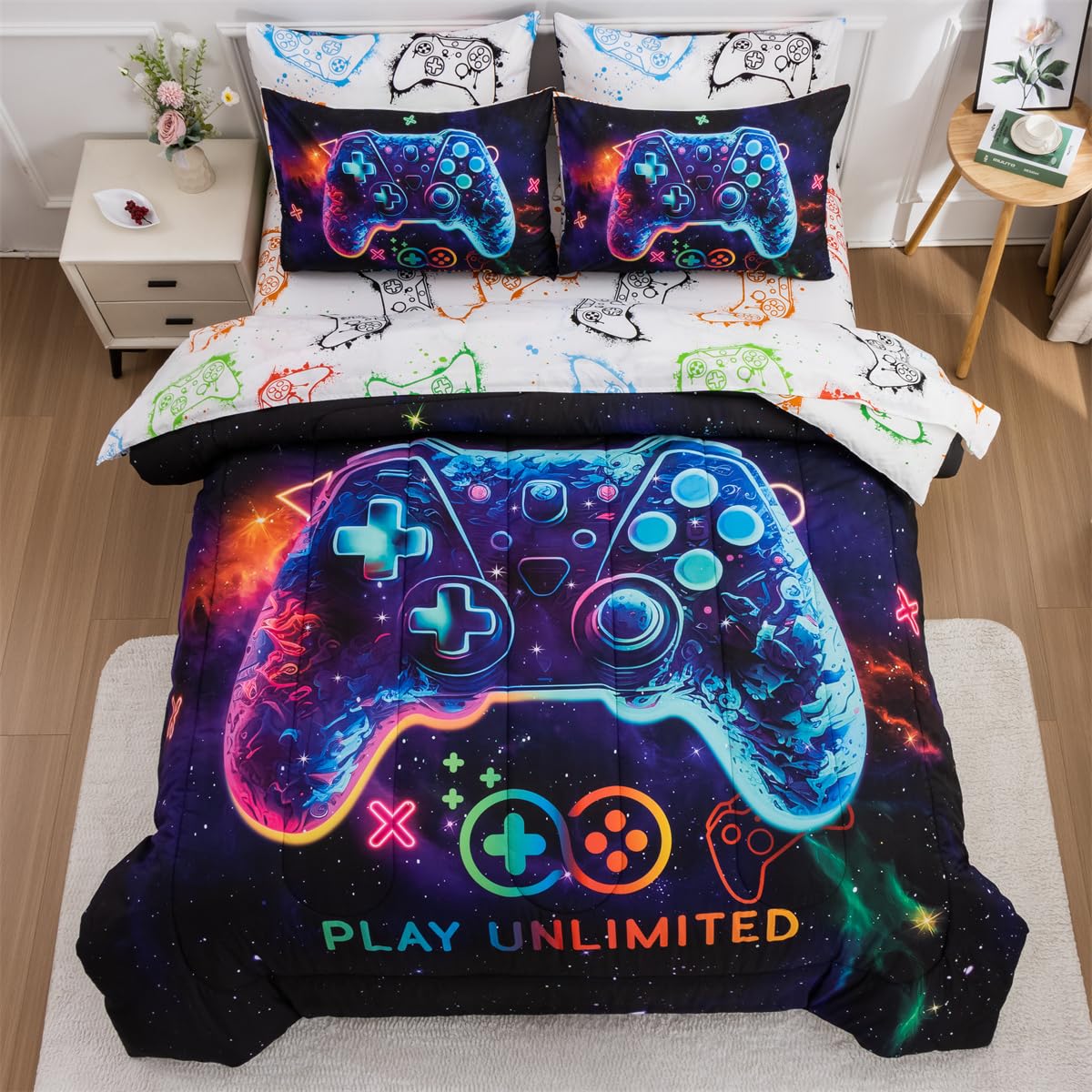 Amazon.com: NTBED Game Console Comforter Set for Boys Girls Kids Space ...