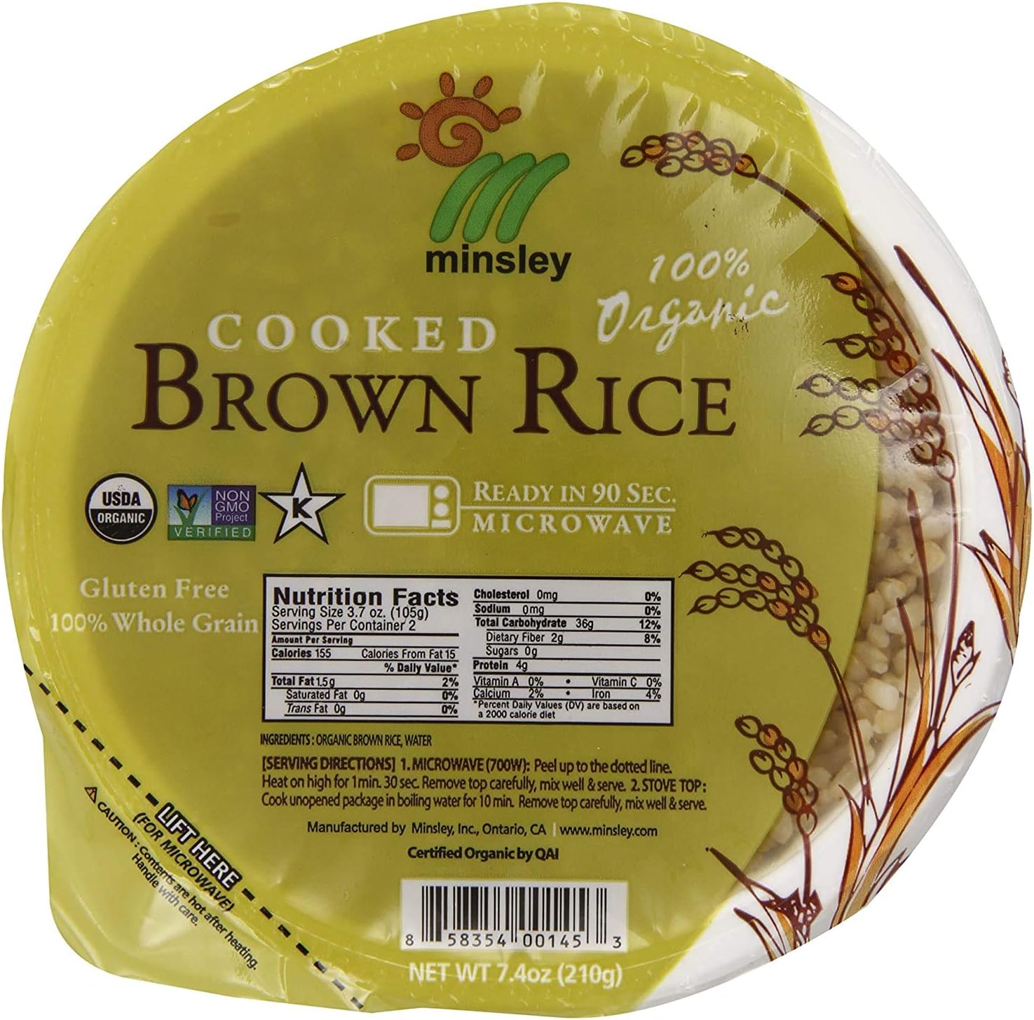 Amazon.com: Minsley Cooked Brown Rice Bowl, 100 Percent Organic ...