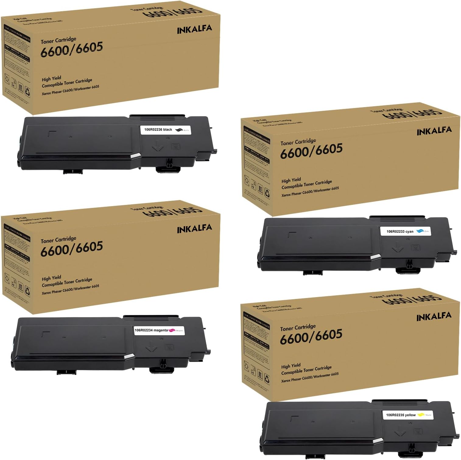 Amazon.com: Phaser 6600 / WorkCentre 6605 High Capacity Toner (4 Pack ...