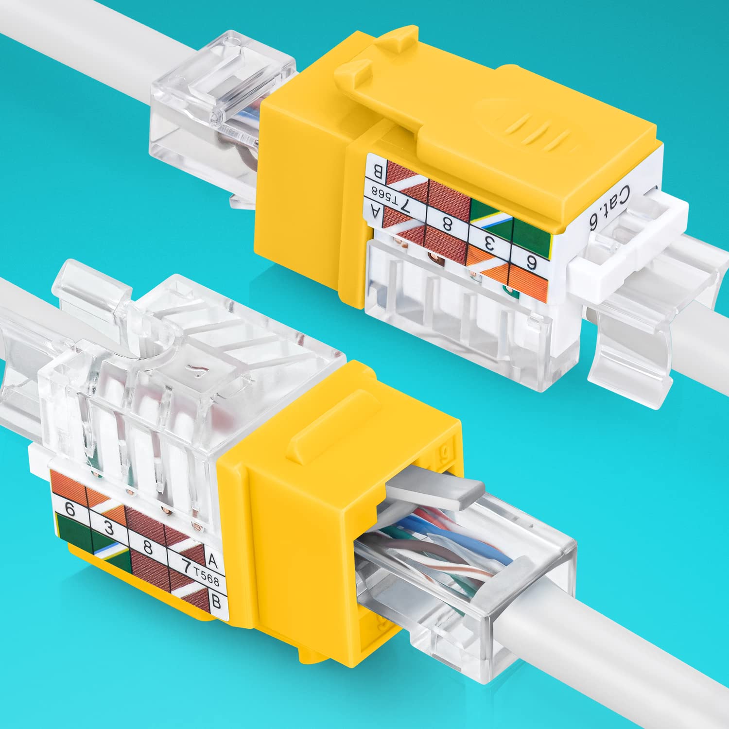 Everest Media Solutions 45° Angled CAT6 Keystone Jack in Yellow - Slim ...