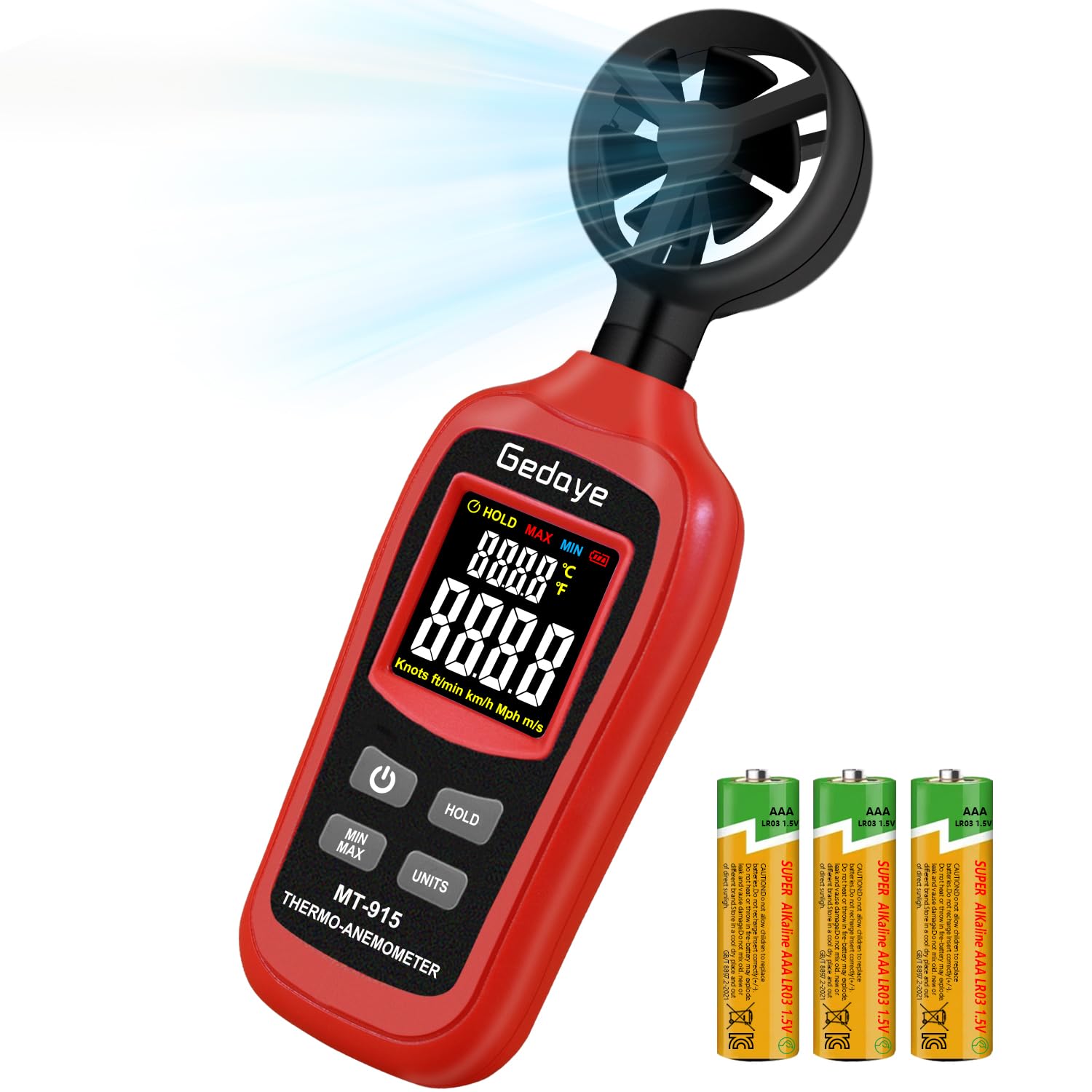 Amazon.com : Handheld Anemometer, Gedaye Digital Wind Speed Meter ...