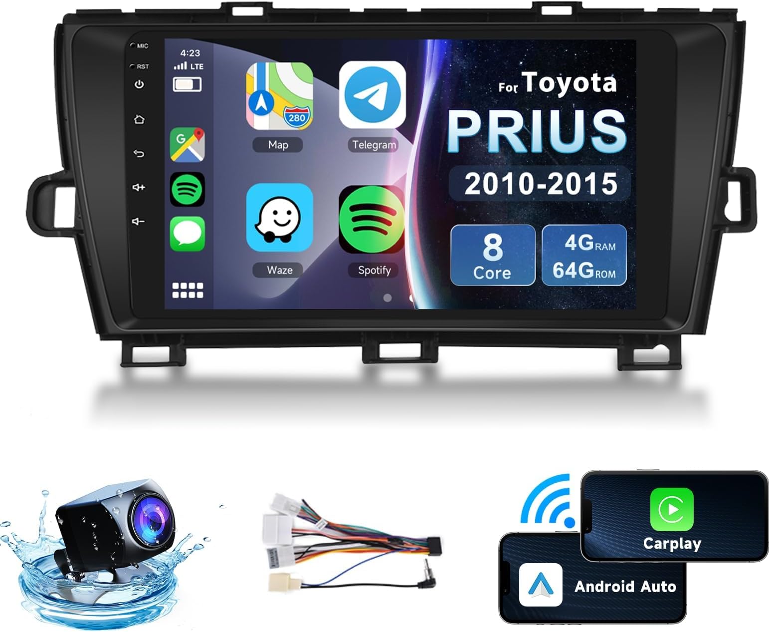 Amazon.com: 8 Core 4G+64G Car Radio for Toyota Prius 2010 2011 2012 ...