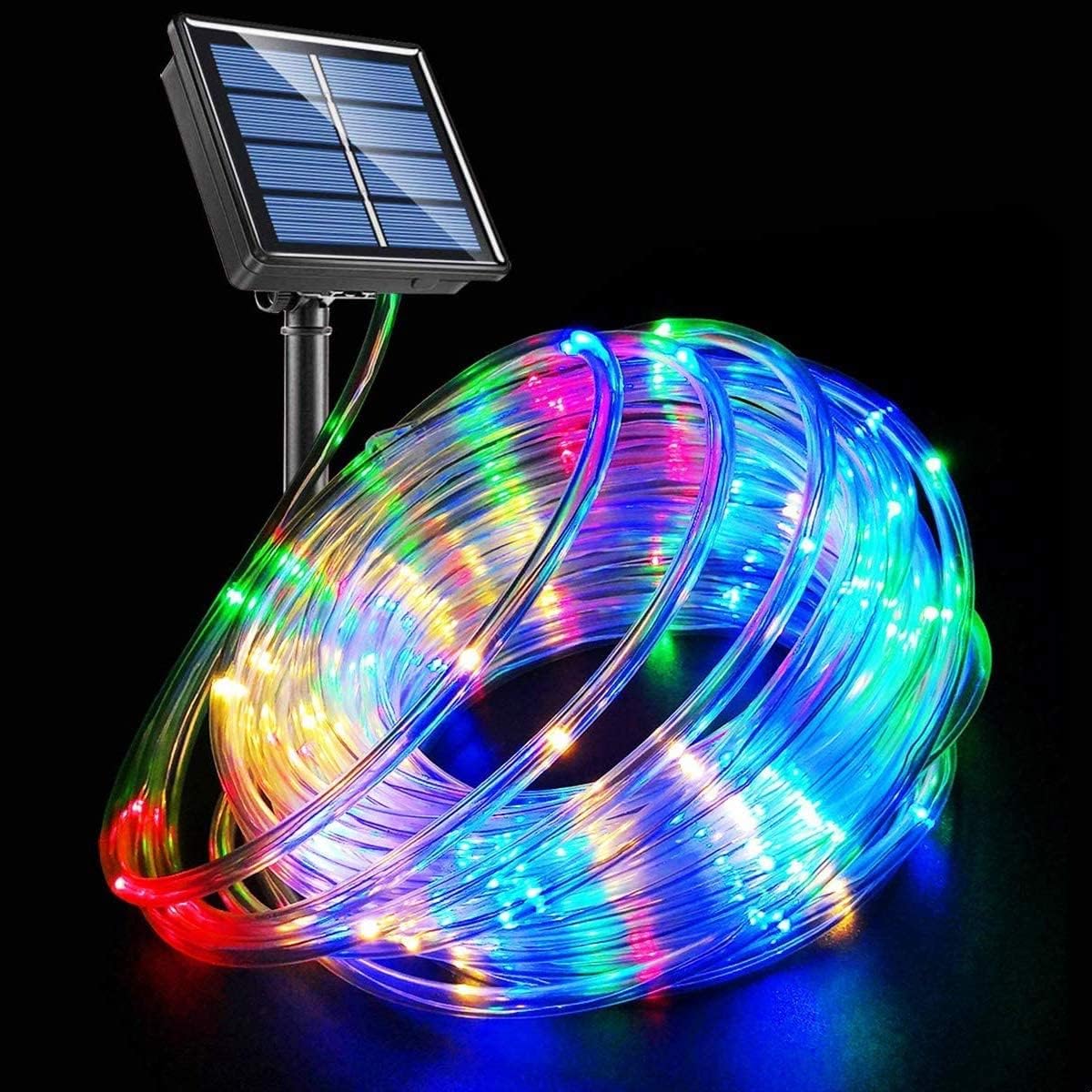 cuzile Solar Rope String Lights 50 LED RGB Tube Lighting Waterproof ...