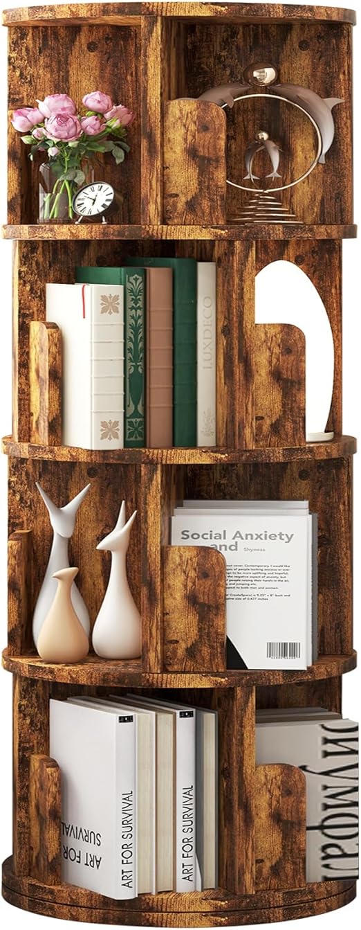 Amazon.com: oneinmil 360° Rotating Bookshelf, Small Corner Bookcase ...