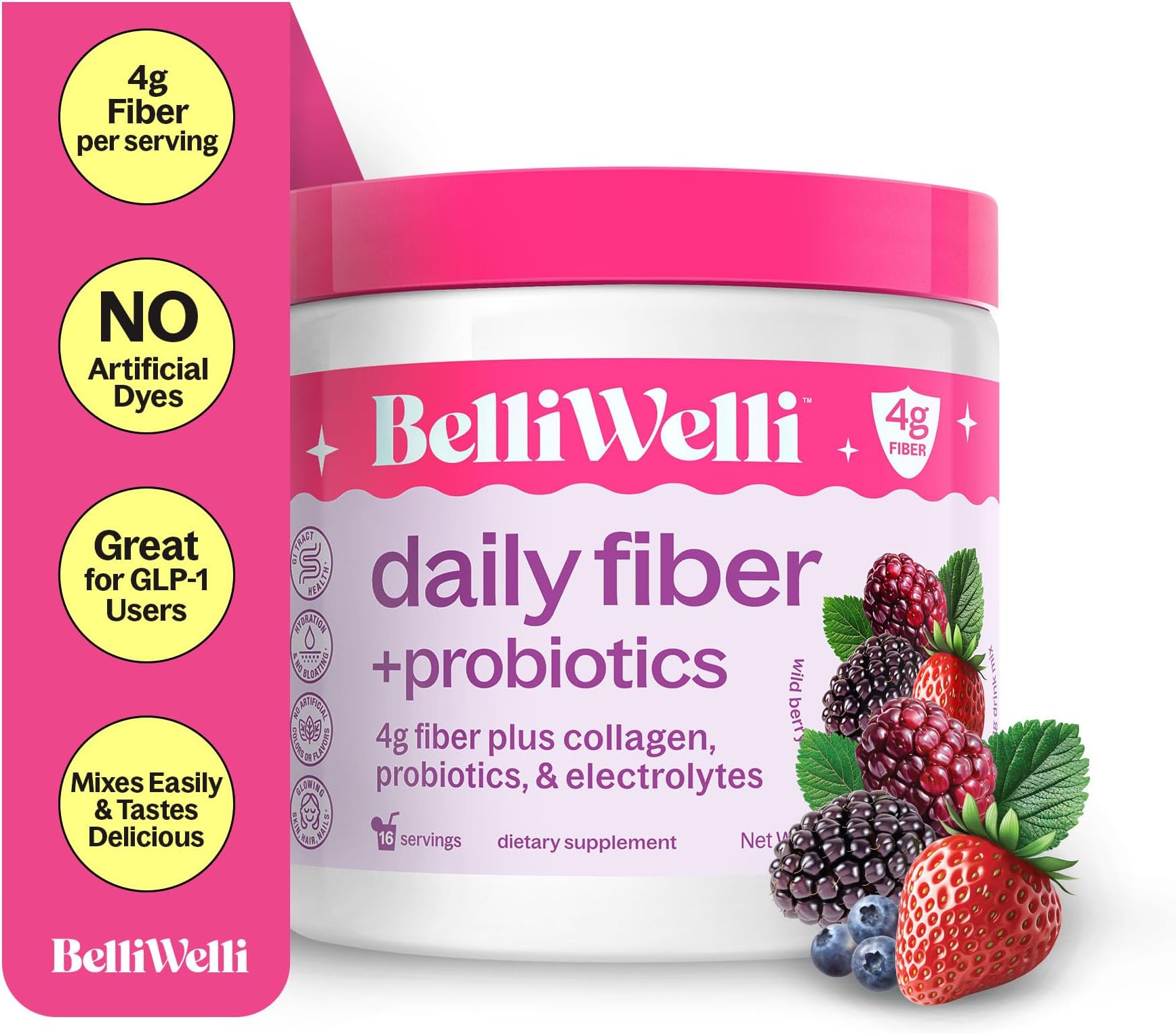 Amazon.com: Belli Welli Daily Fiber Supplement Powder with Collagen ...
