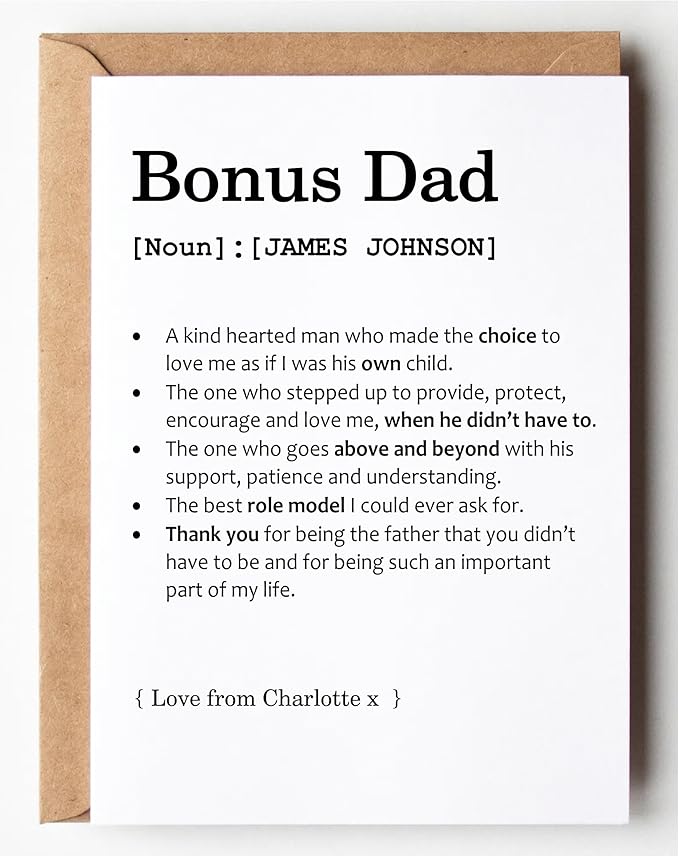 Bonus Dad Card - A5 Folded card with envelope - Personalised - Fathers ...