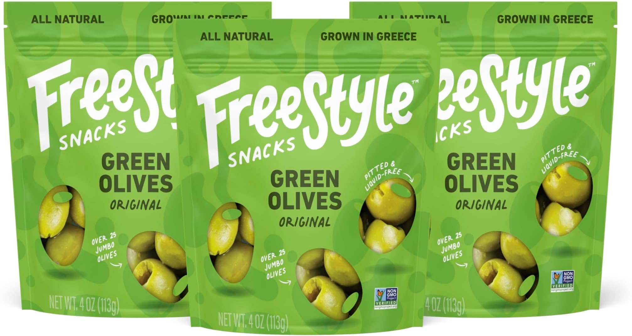 Amazon.com : Freestyle Snacks Olive Snack Packs - Fresh Pitted Green ...