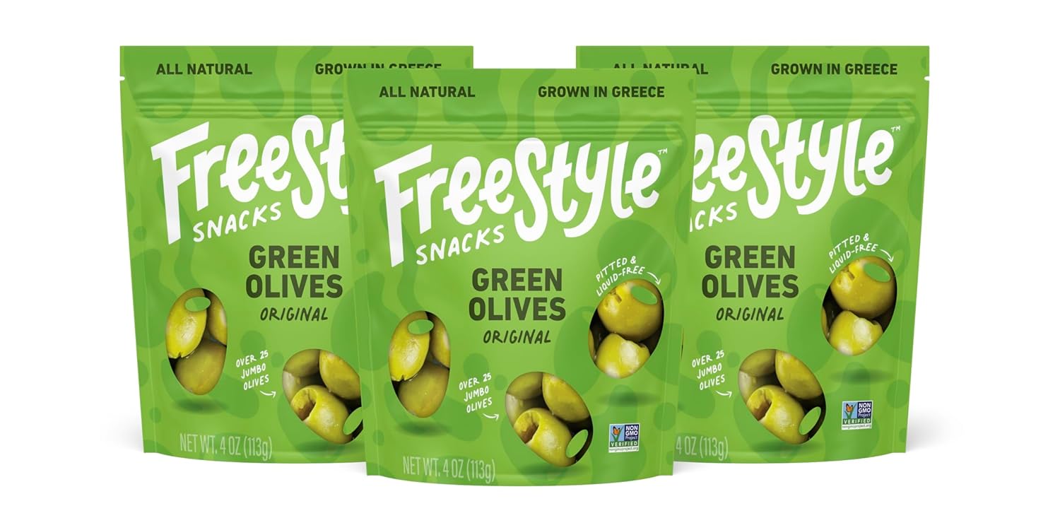 Amazon.com : Freestyle Snacks Olive Snack Packs - Fresh Pitted Green ...