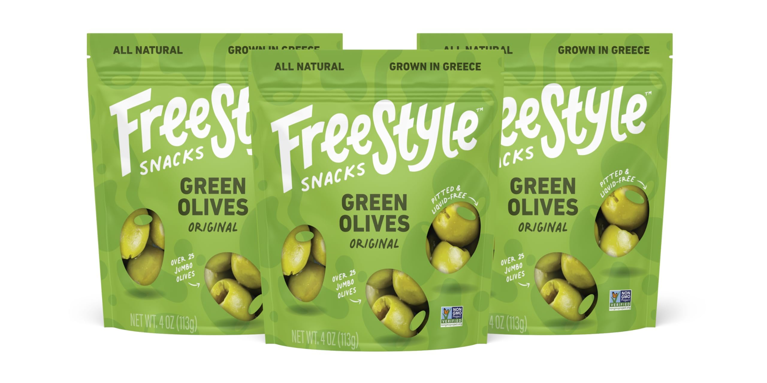 Amazon.com : Freestyle Snacks Olive Snack Packs - Fresh Pitted Green ...