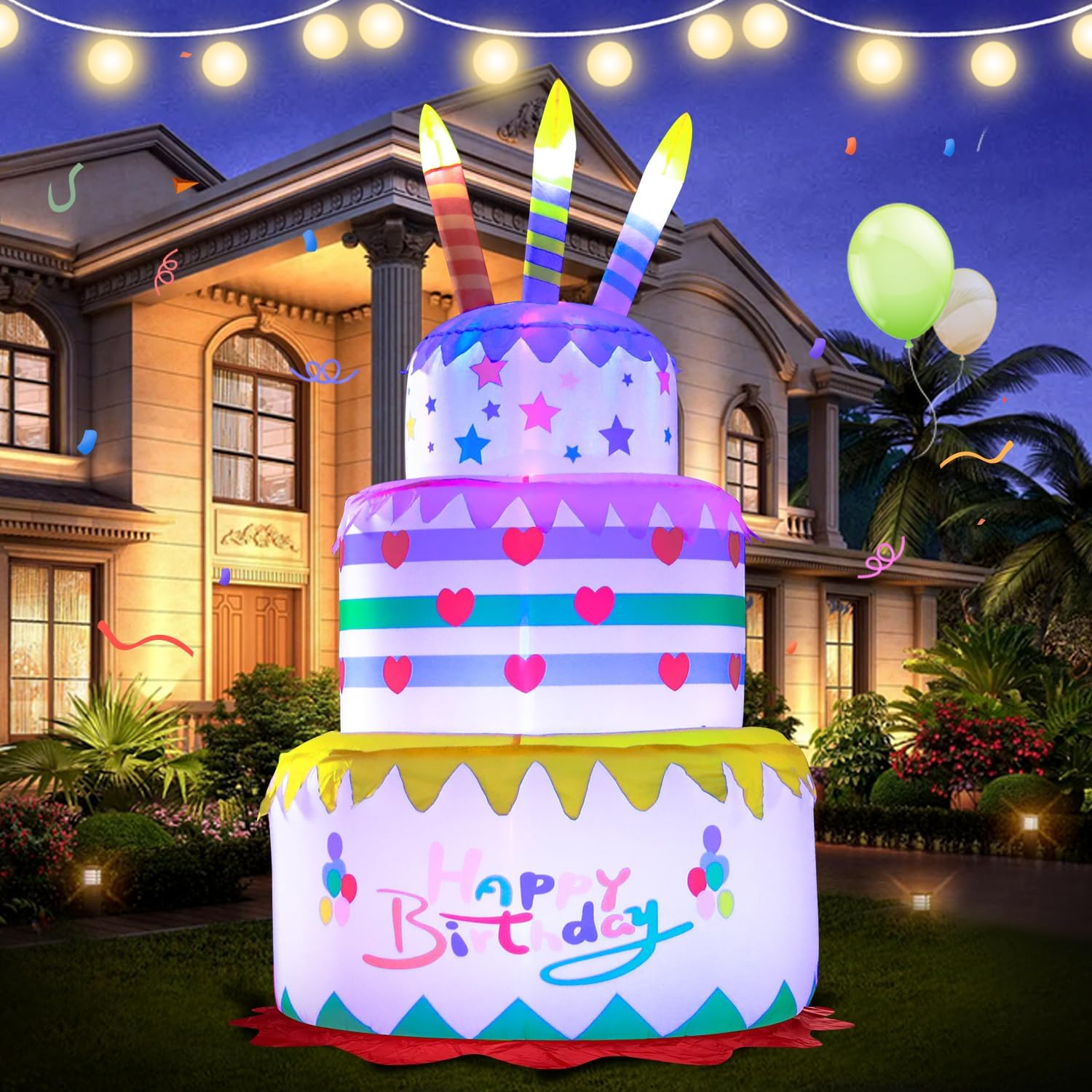 Amazon.com: DomKom [New] 6FT Inflatables Birthday Cake Outdoor ...