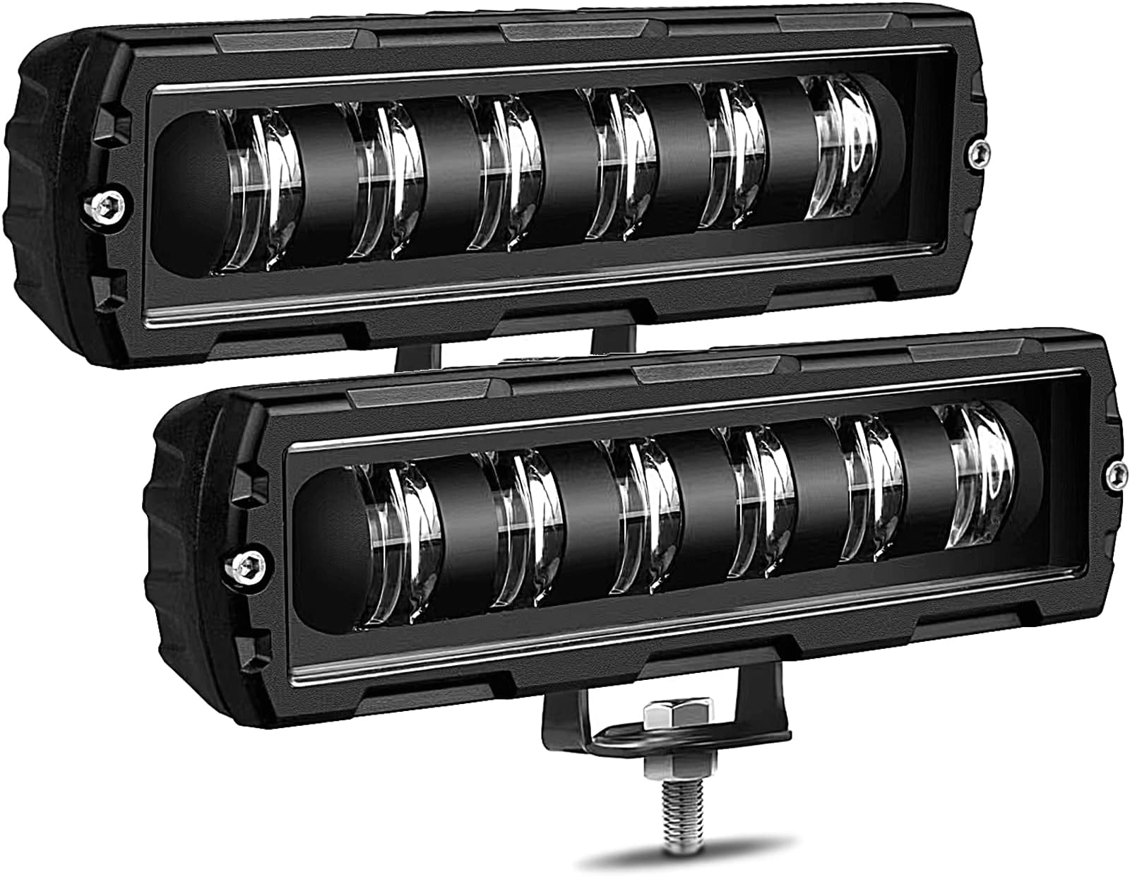 Adzoon 6 Inch LED Light Bar 2PCS 60W Single Rows Flood Beam Slim LED ...