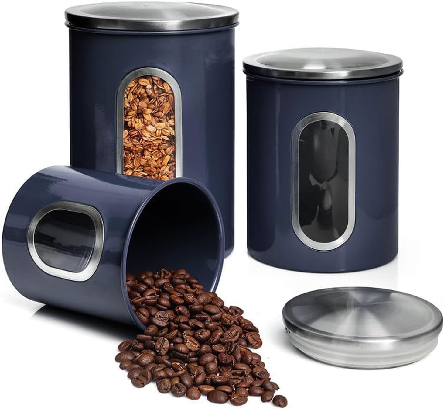Amazon.com: Mixpresso 3-Piece Blue Canisters Sets For The Kitchen ...