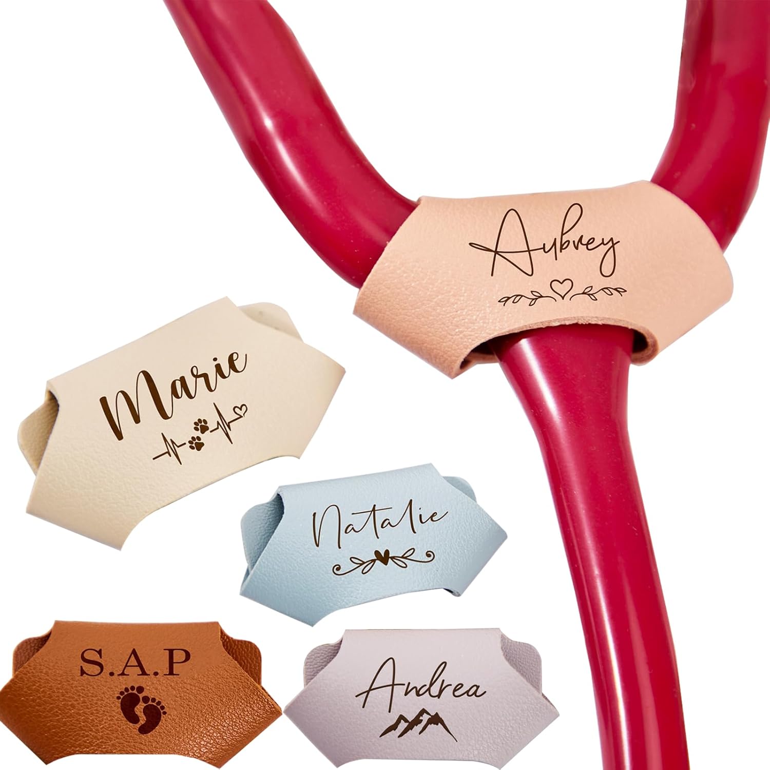 FCQIANKM Personalized Stethoscope Name Leather Tag Custom Stethoscope ...