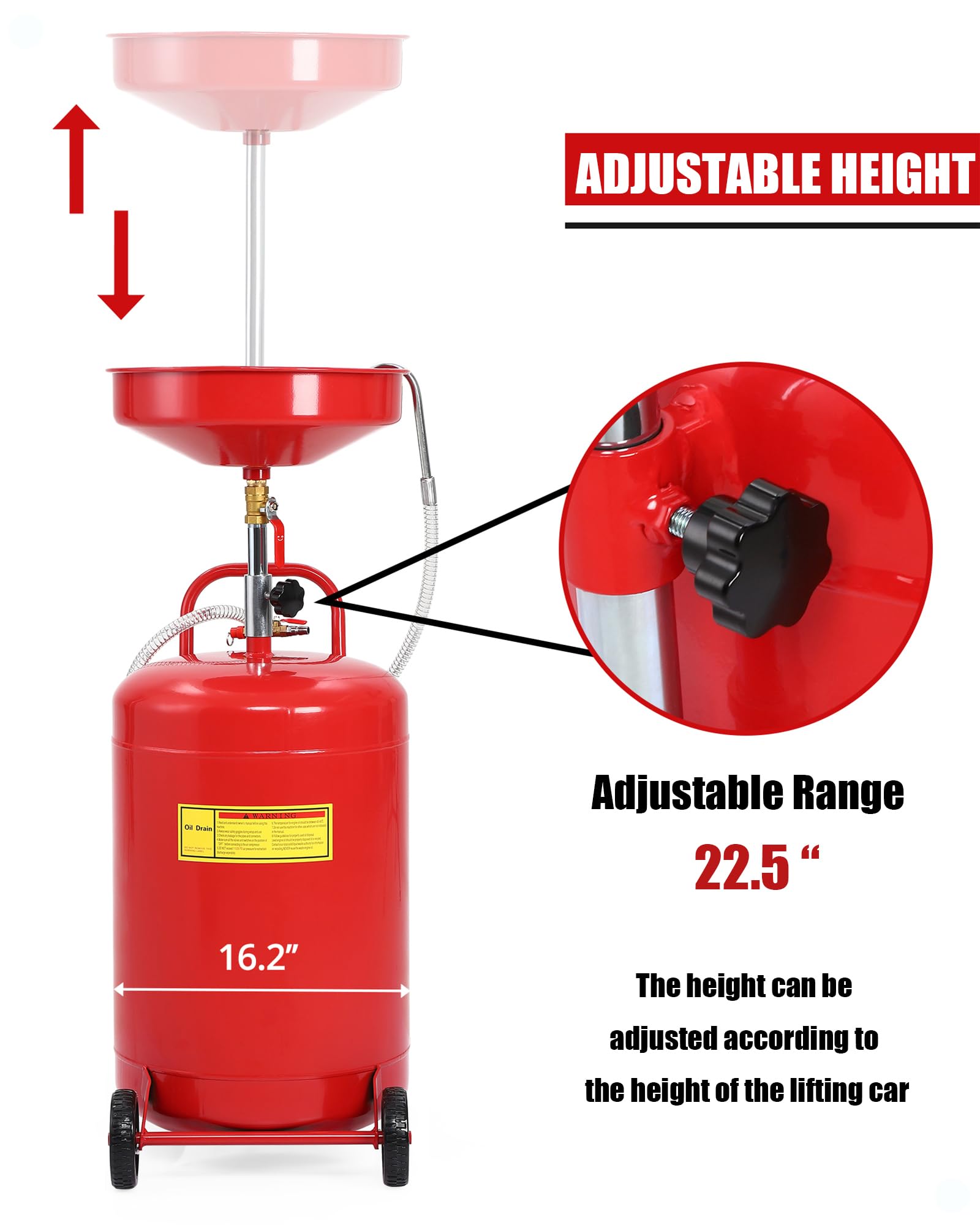 Snapklik.com : DEXSO 20 Gallon Portable Oil Drain Tank, Air Operated ...