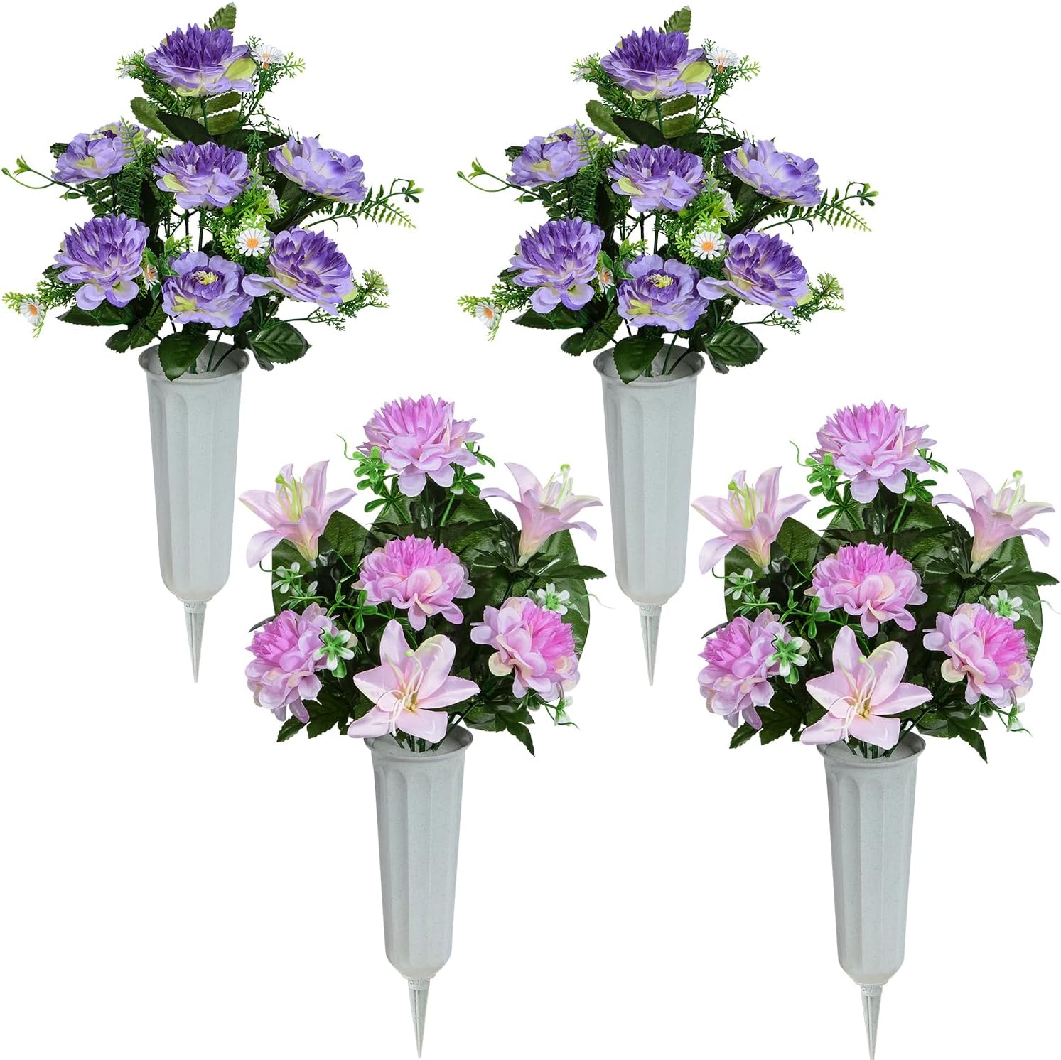 Amazon.com: Saxili Silk Artificial Cemetery Flowers - Vivid Spring ...