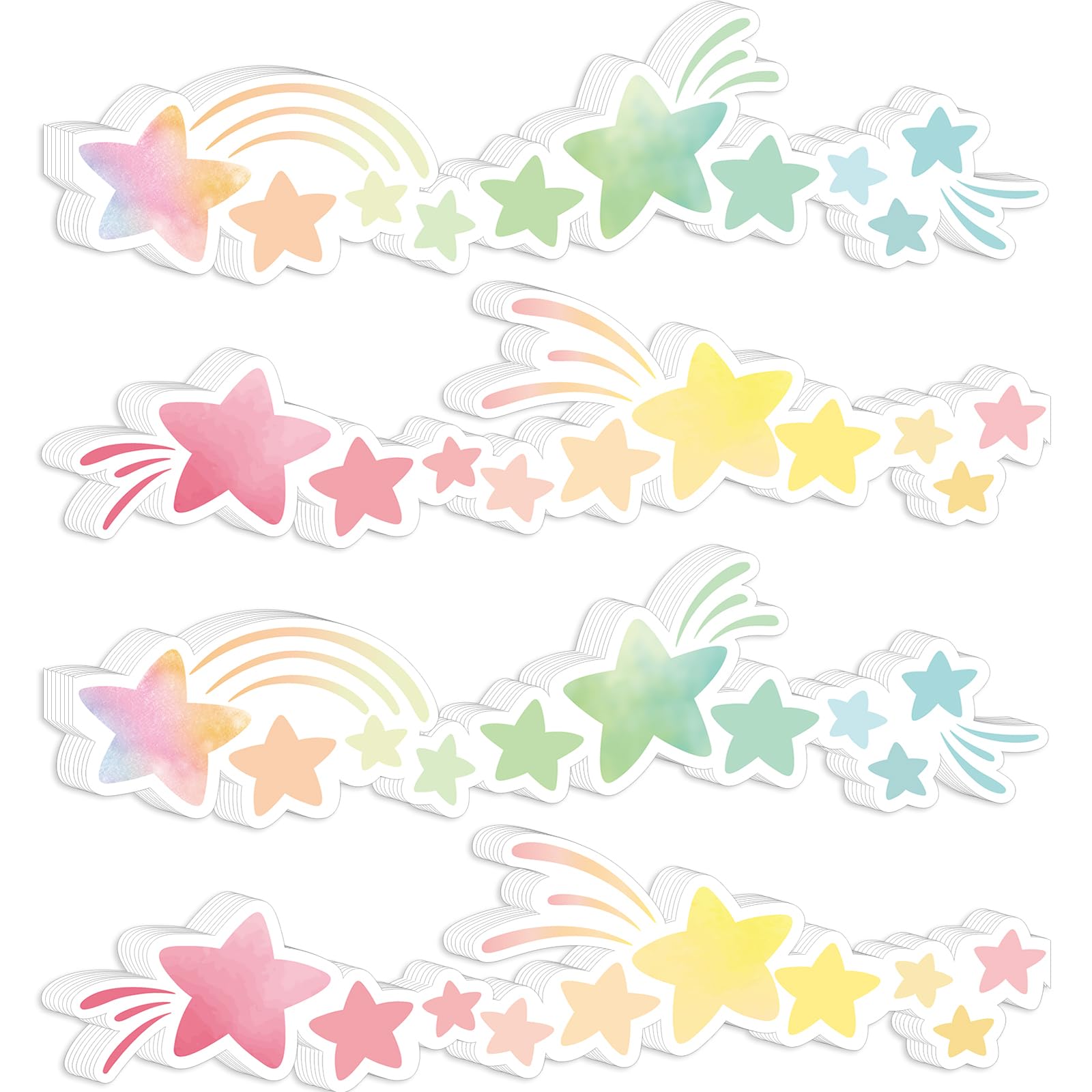 Amazon.com : Geyee 60 Pcs Stars Bulletin Board Borders Pastel Color ...