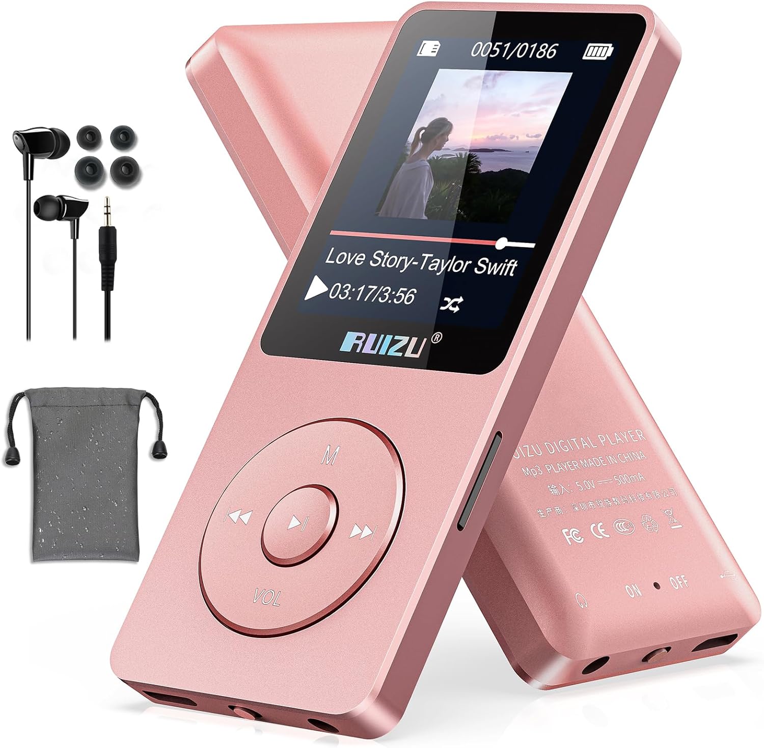 64GB MP3 player with Bluetooth 5.3, ultra-light (30 grams), up to 80 ...