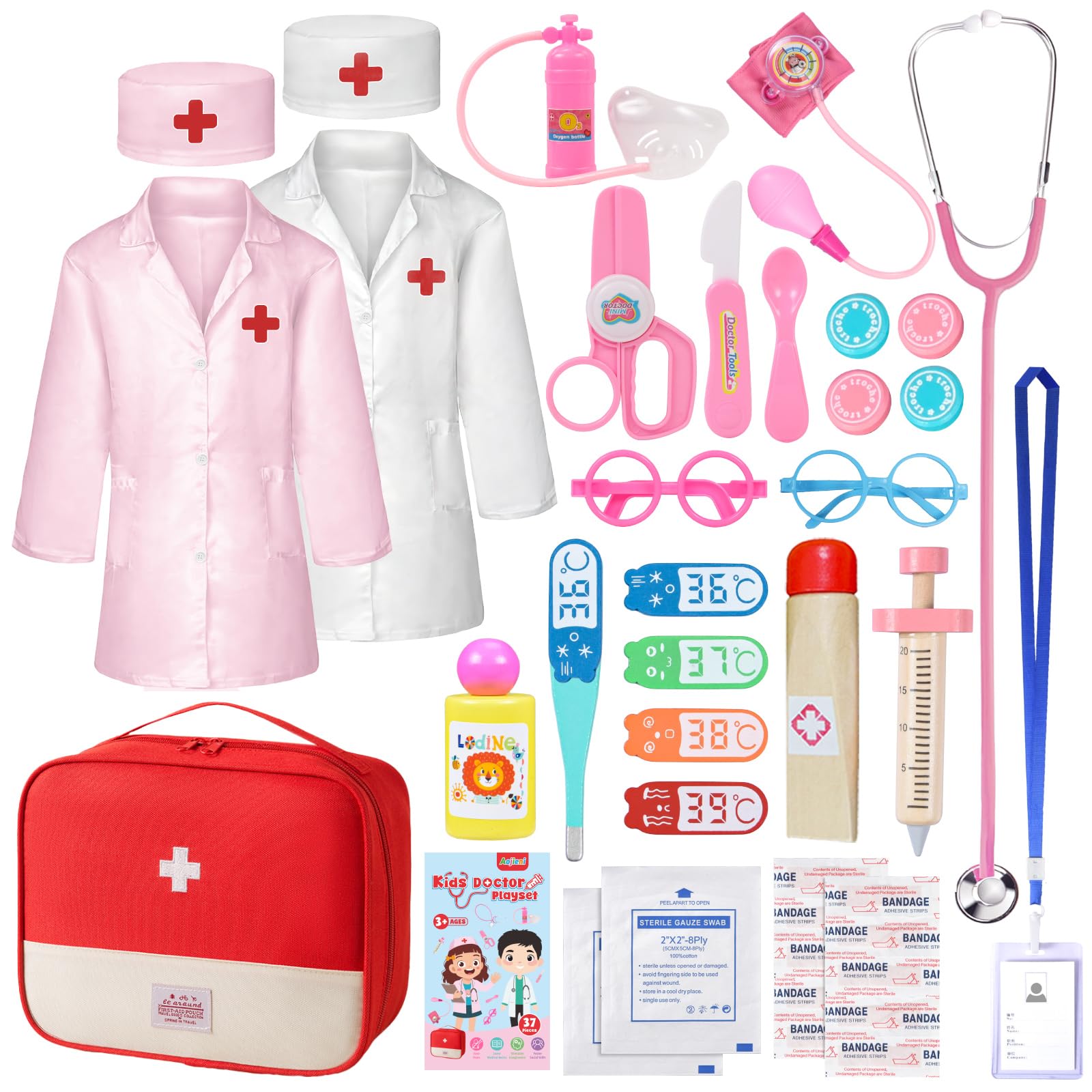 Amazon.com: Doctor Kit for Toddlers 3-5, 37 Pcs Kids Doctors Play Set ...