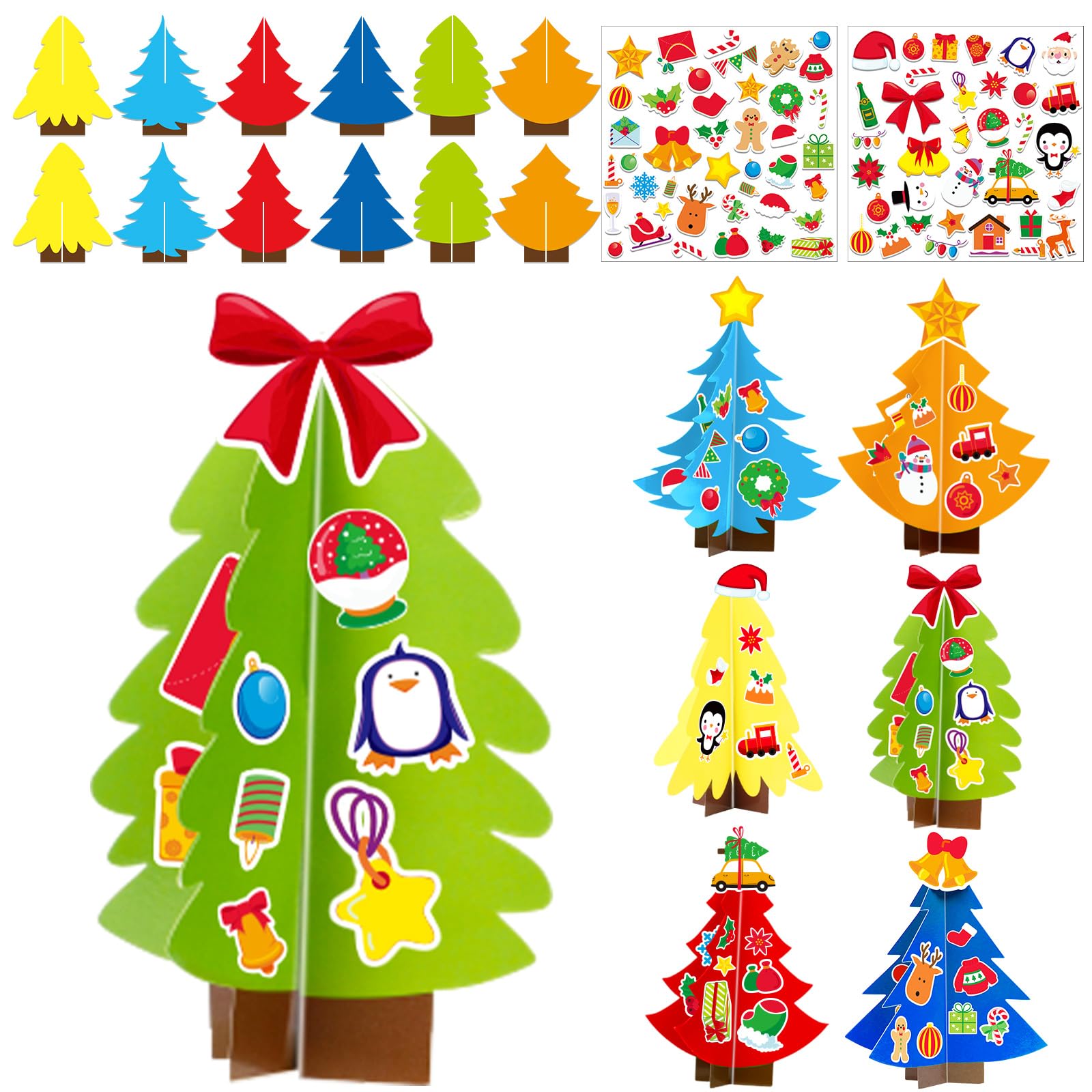 Amazon.com: 60pcs Christmas Tree DlY Craft Kit for Kids Cards 30 Sets ...