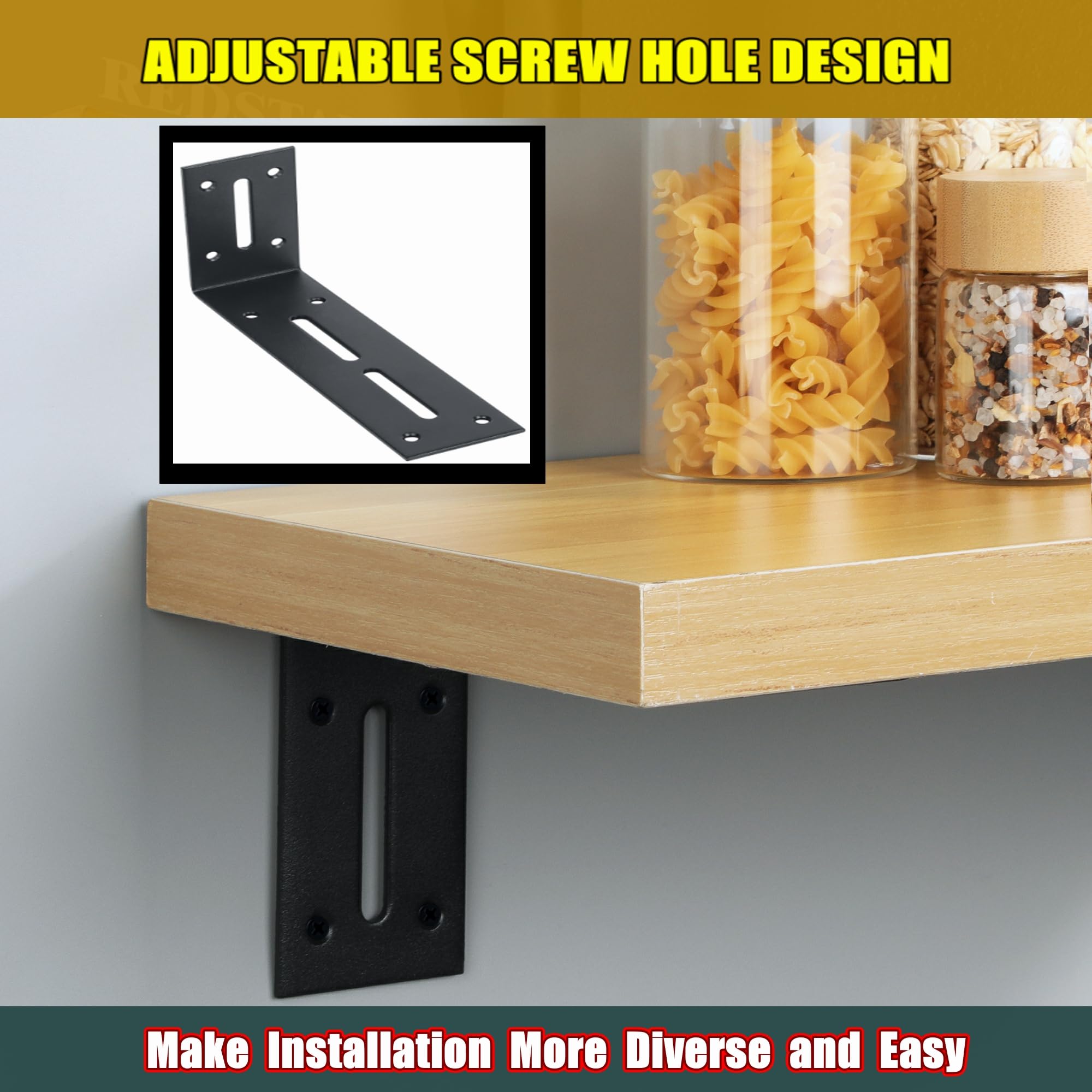 Snapklik.com : Alise Floating Shelf Brackets,Black Bracket For Shelves ...