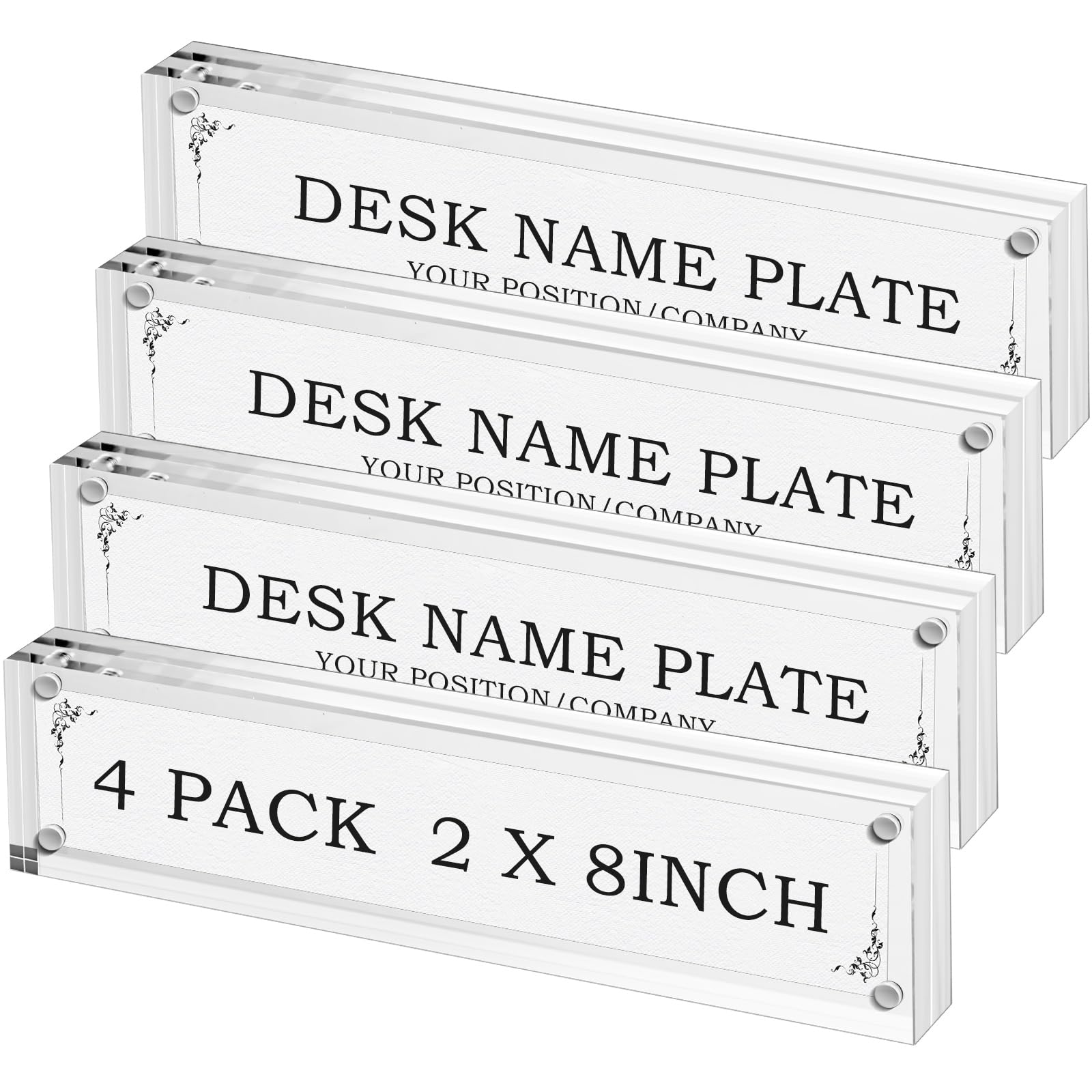 Amazon.com: Geetery 4 Pcs Acrylic Office Desk Name Plate Personalized ...