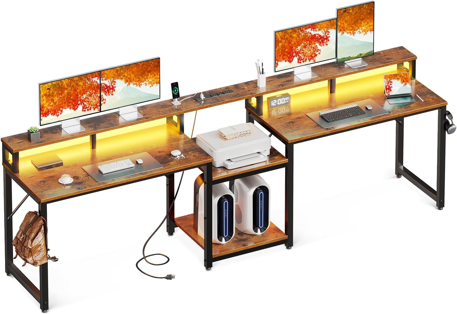 Amazon.com: HOMCOM 83" Two Person Computer Desk with 2 Storage Shelves ...