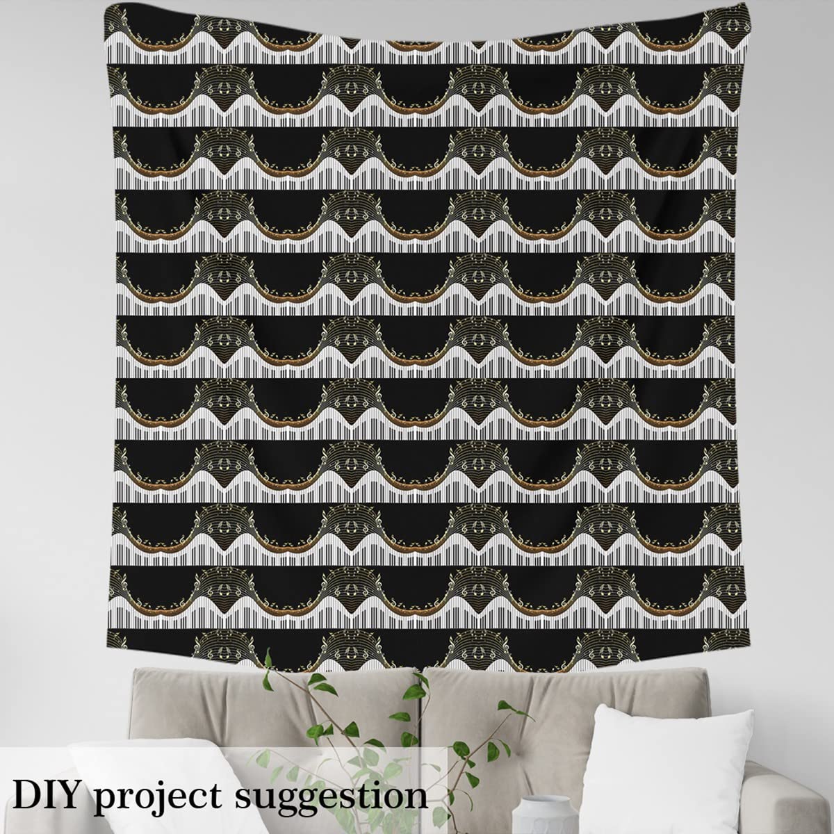 Snapklik.com : Piano Fabric By The Yard, Music Themed Upholstery Fabric ...