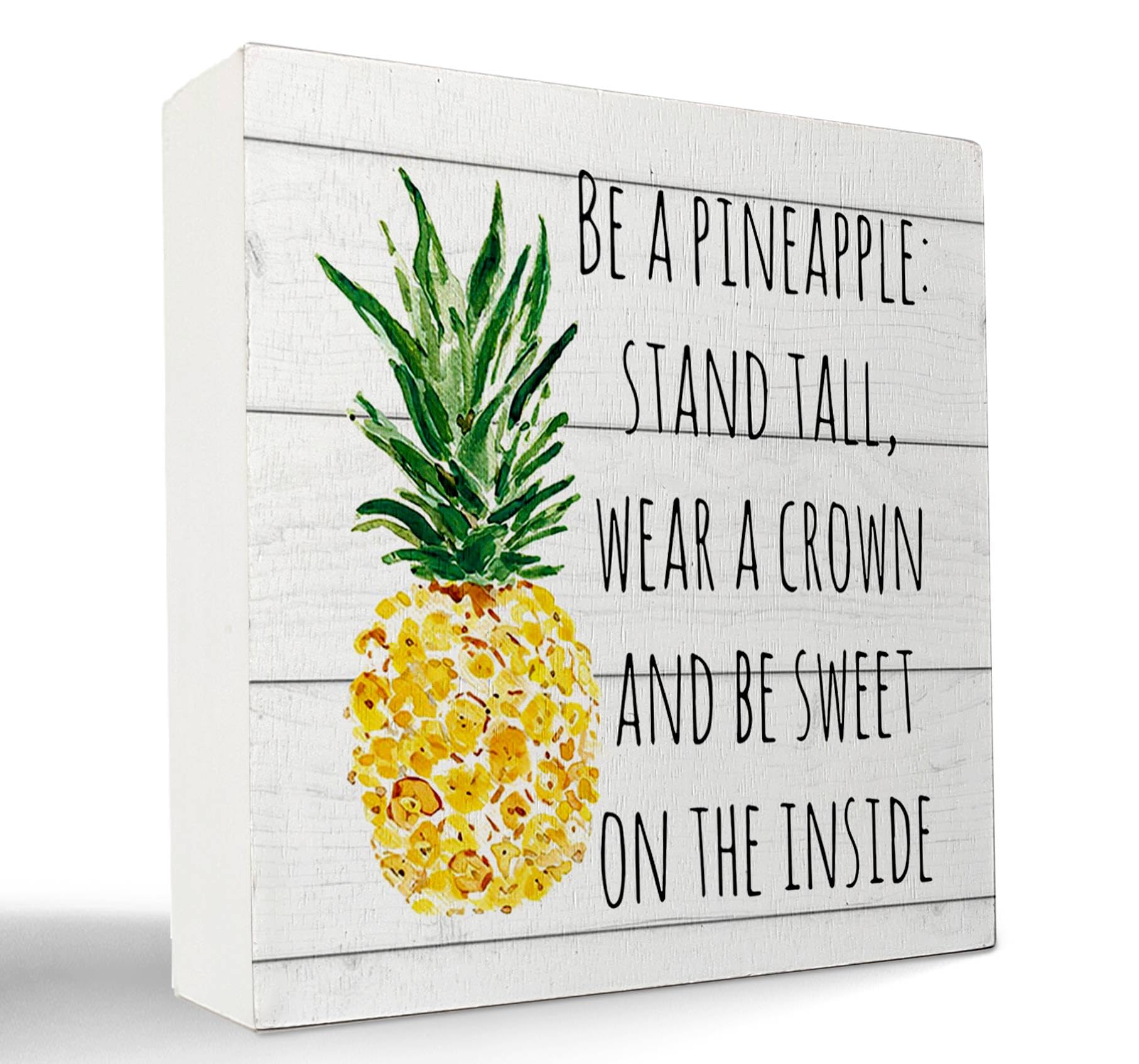 Amazon.com: kunlisa Be a Pineapple stand Tall Wear a Crown Wooden Box ...
