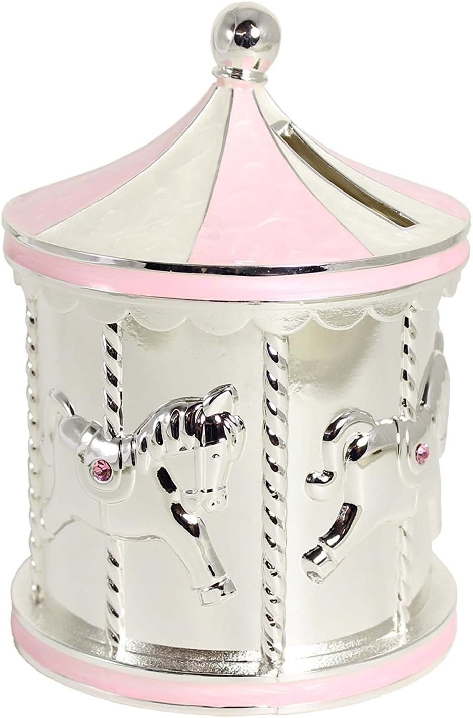 Silver Plated Carousel Money Box Pink : Amazon.co.uk: Home & Kitchen