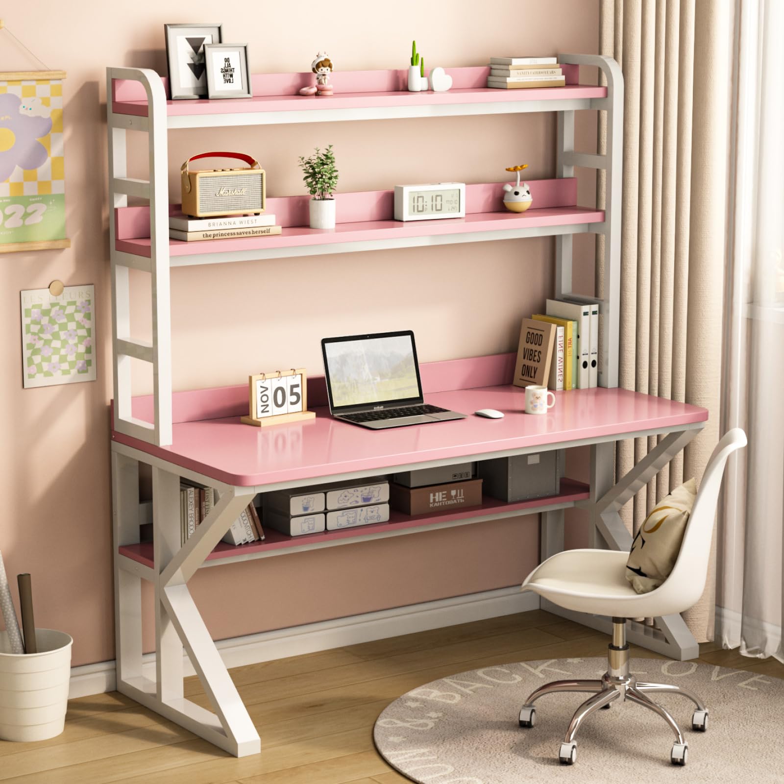 Amazon.com: Computer Desk with Storage Shelves and Bookshelf ...