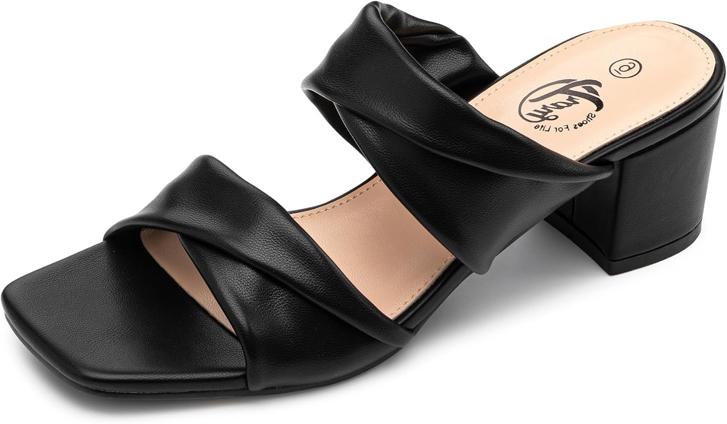 Amazon.com | Trary Women's Sandals, Black Sandals, Square Toe Heels ...