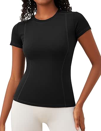 Amazon.com: Rapbin 2 Pack Workout Tops for Women Short Sleeve ...