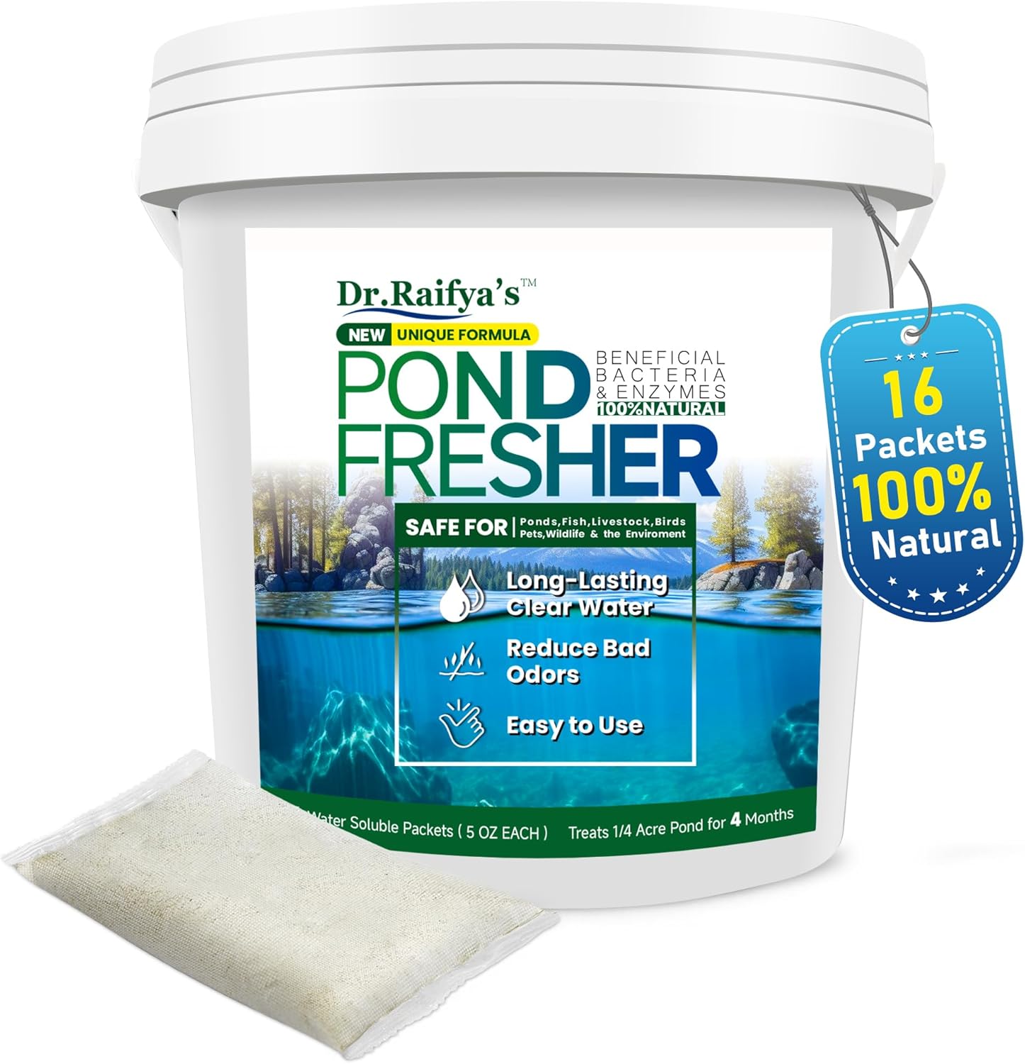 Amazon.com : Dr. Raifya's Pond Fresher - 16 Packets - Pond Water ...