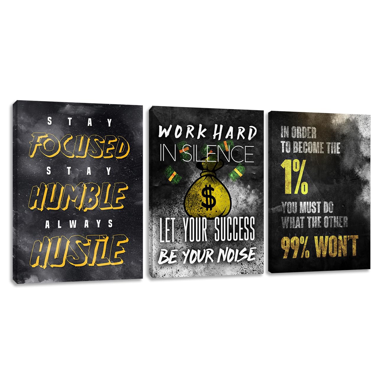 Amazon.com: Modern Motivational Success Quotes Wall Art Canvas Art 3 ...