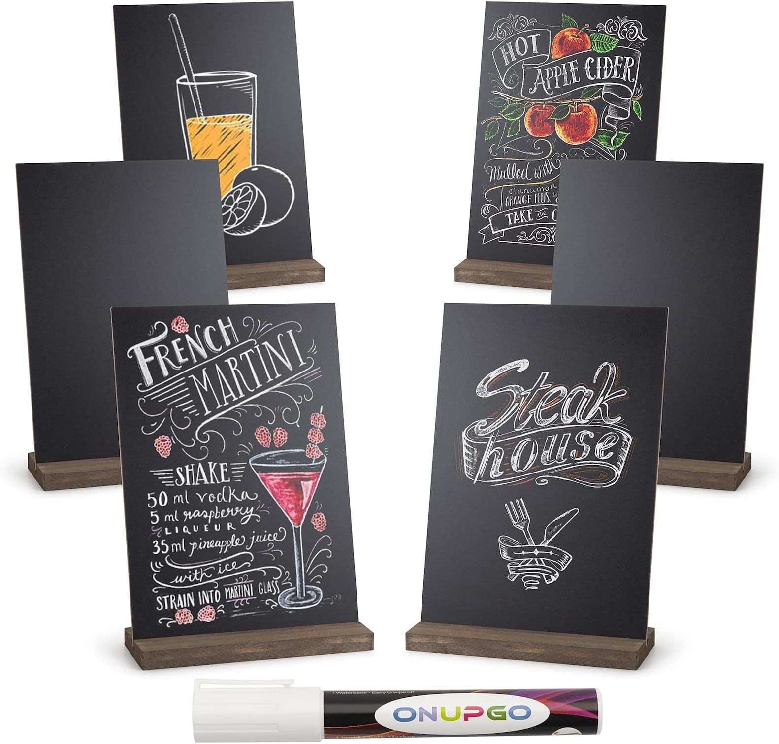 Amazon.com : MyGift 4 Pack Small Tabletop Chalkboard Wedding Name Card ...