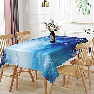 Amazon.com: TTQYFNM 60x108inches Ocean Waves Table Cloths Blue Sea ...
