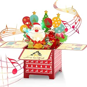 3D Pop Up Christmas Cards Musical Xmas Card With Lights Featuring Santa ...
